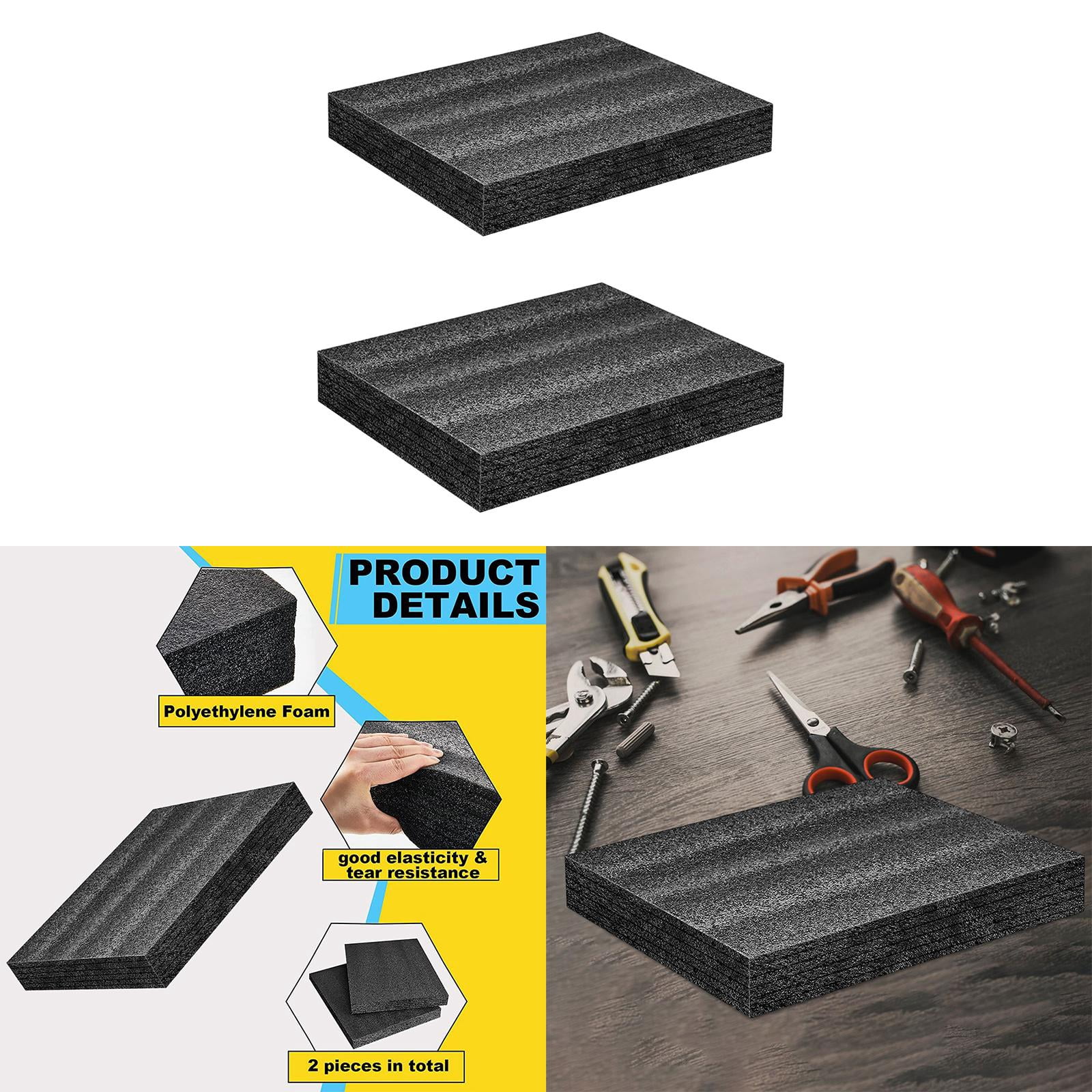Sharprepublic Set of 2 Cuttable Foam Insert Drawer Foam Liner for ...
