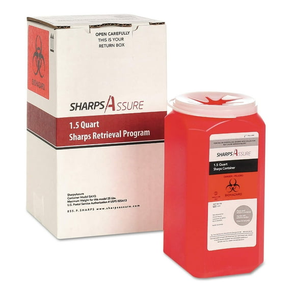Sharps Assure Sharps Retrieval Program Containers, 1.5 Qt, Plastic, Red ...