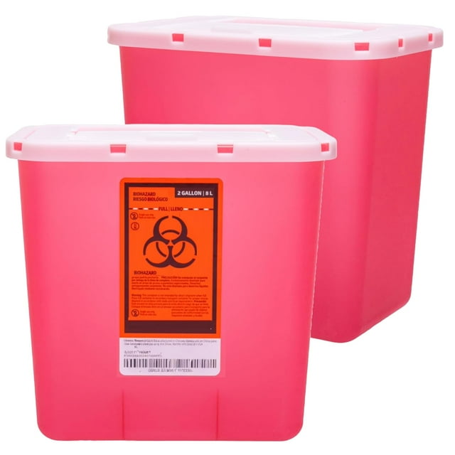 Sharps Container 2 Gallon - Large Puncture Resistant Biohazard Medical ...