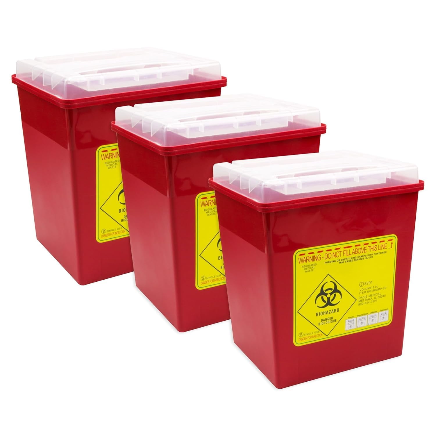 Sharps Container for Home Use & Professional, 2 Gallon (3-Pack) with ...