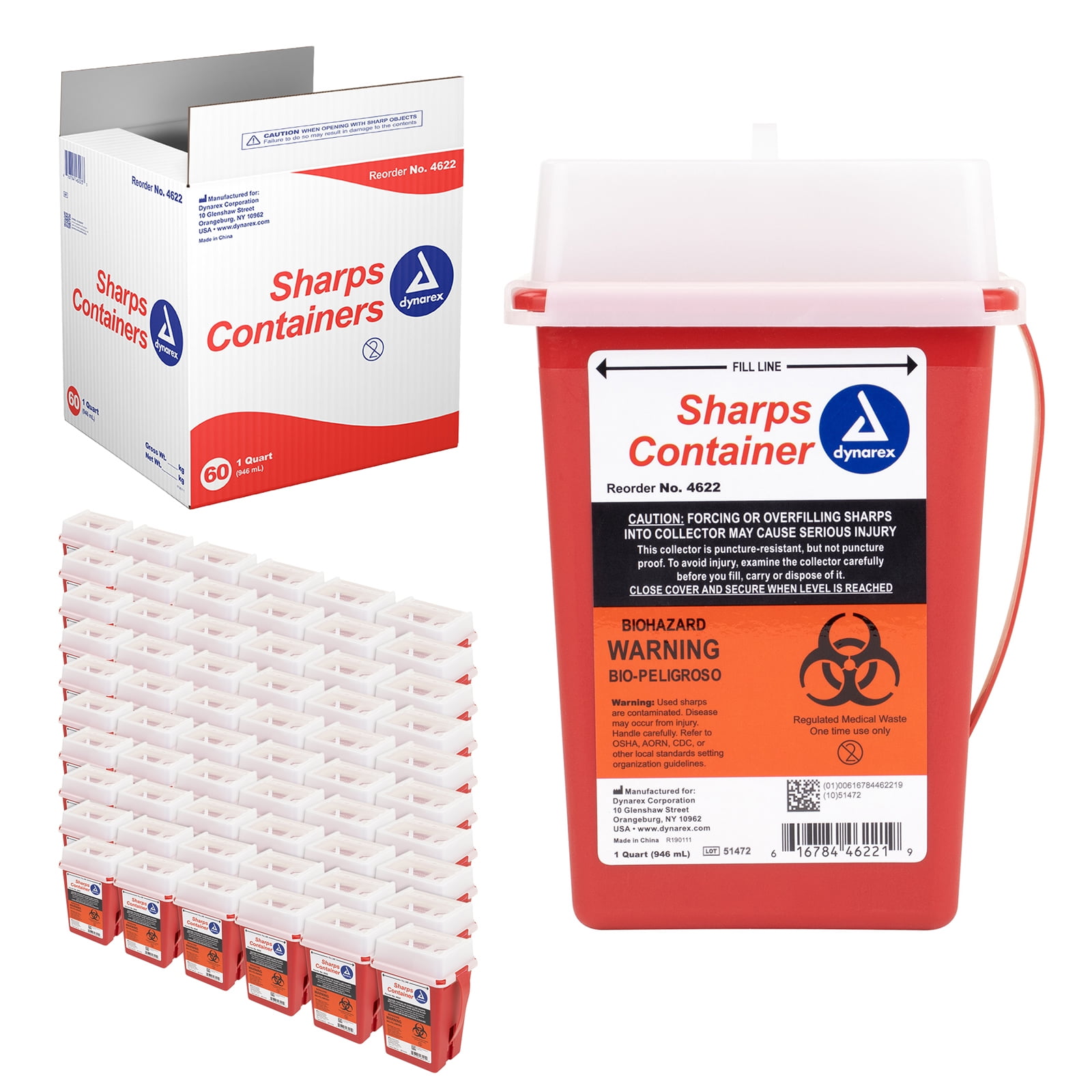 Dynarex Sharps Container, Durable Biohazard Container Ideal for Medical ...