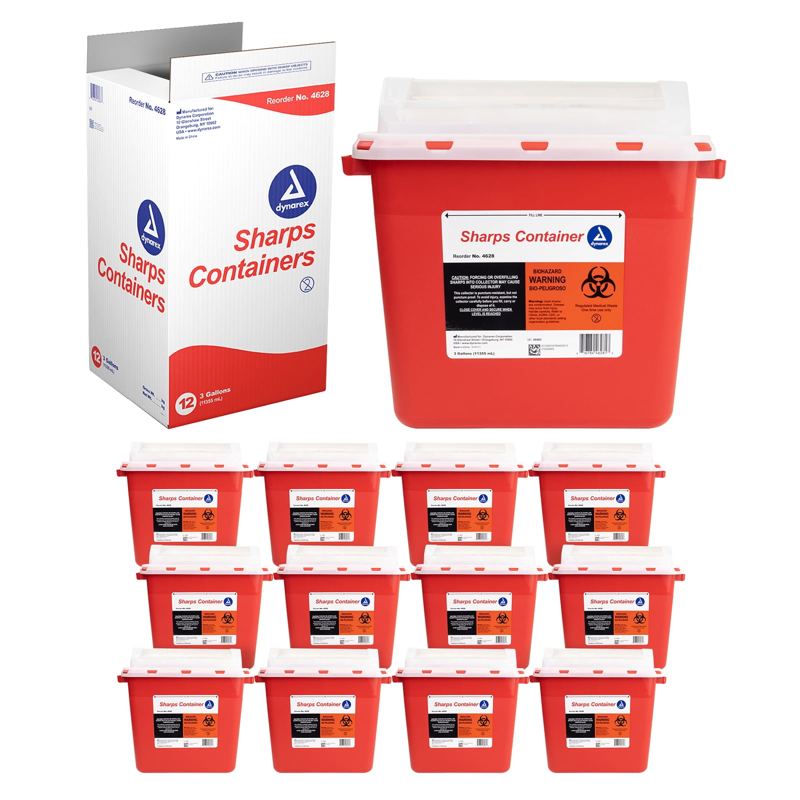 Dynarex Sharps Container, Durable Biohazard Container Ideal for Medical ...