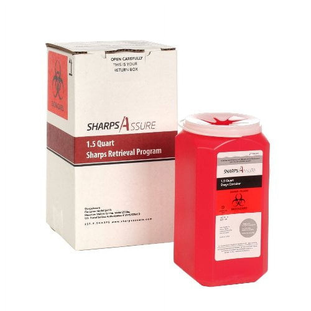 Sharps Retrieval Program Containers, 1.5 Qt, Plastic, Red - Walmart.com