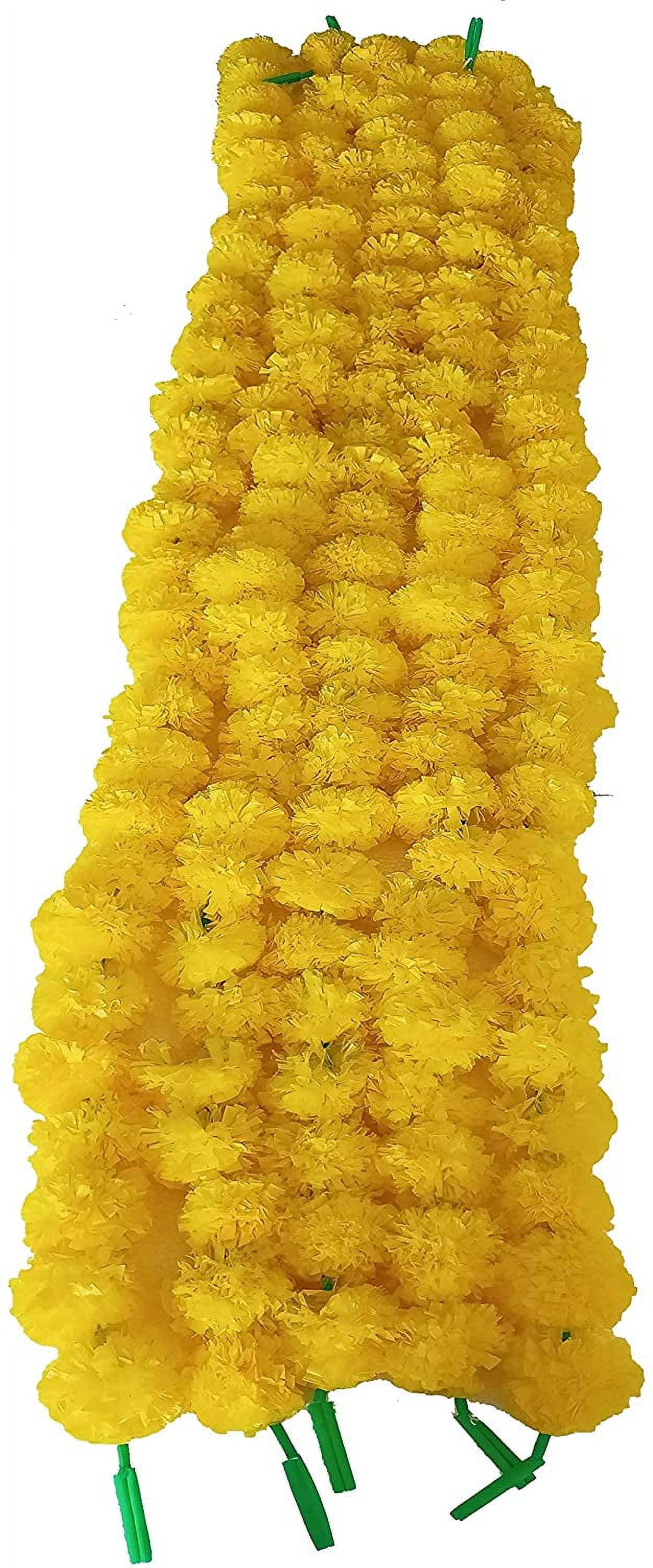 Sharvgun (Pack of 150 string) Artificial Yellow Marigold Flower ...