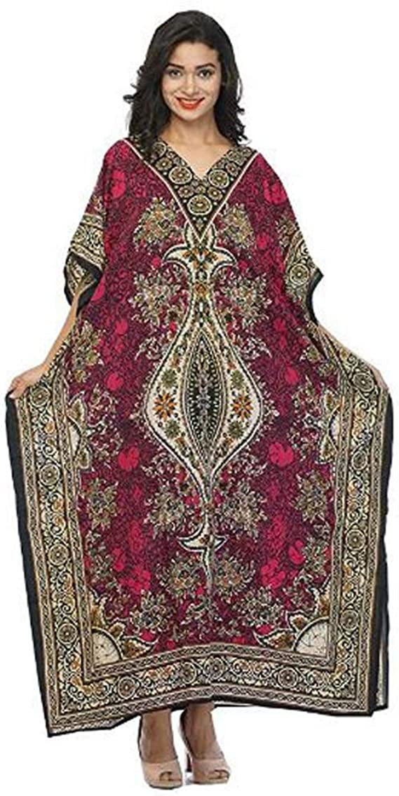 Sharvgun Women's cool long Kaftans/Floral printed long cool kaftan ...