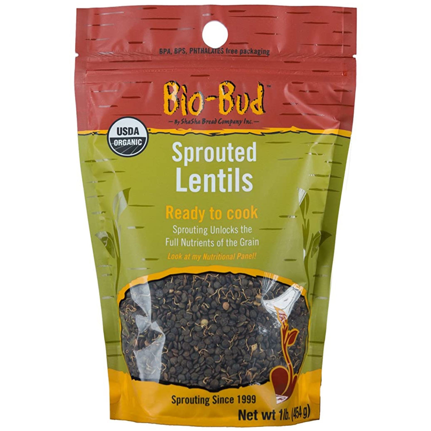 Shasha Sprouted Organic Lentils, Dry Food, 16 OZ (1 Pack) - Walmart.com