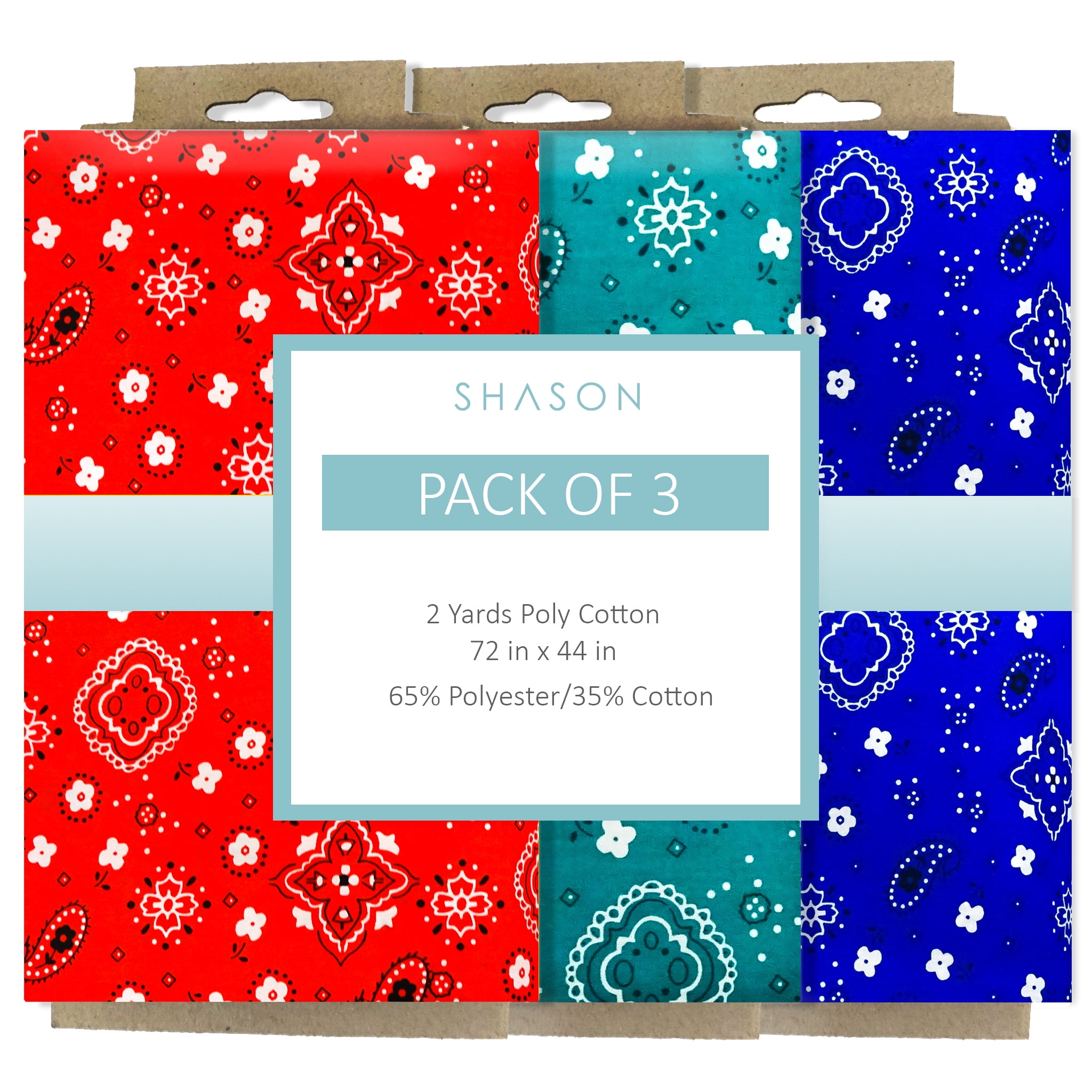 Shason Textile (2 Yards) Pack of 3 Poly Cotton Theme Bundle for Crafts ...