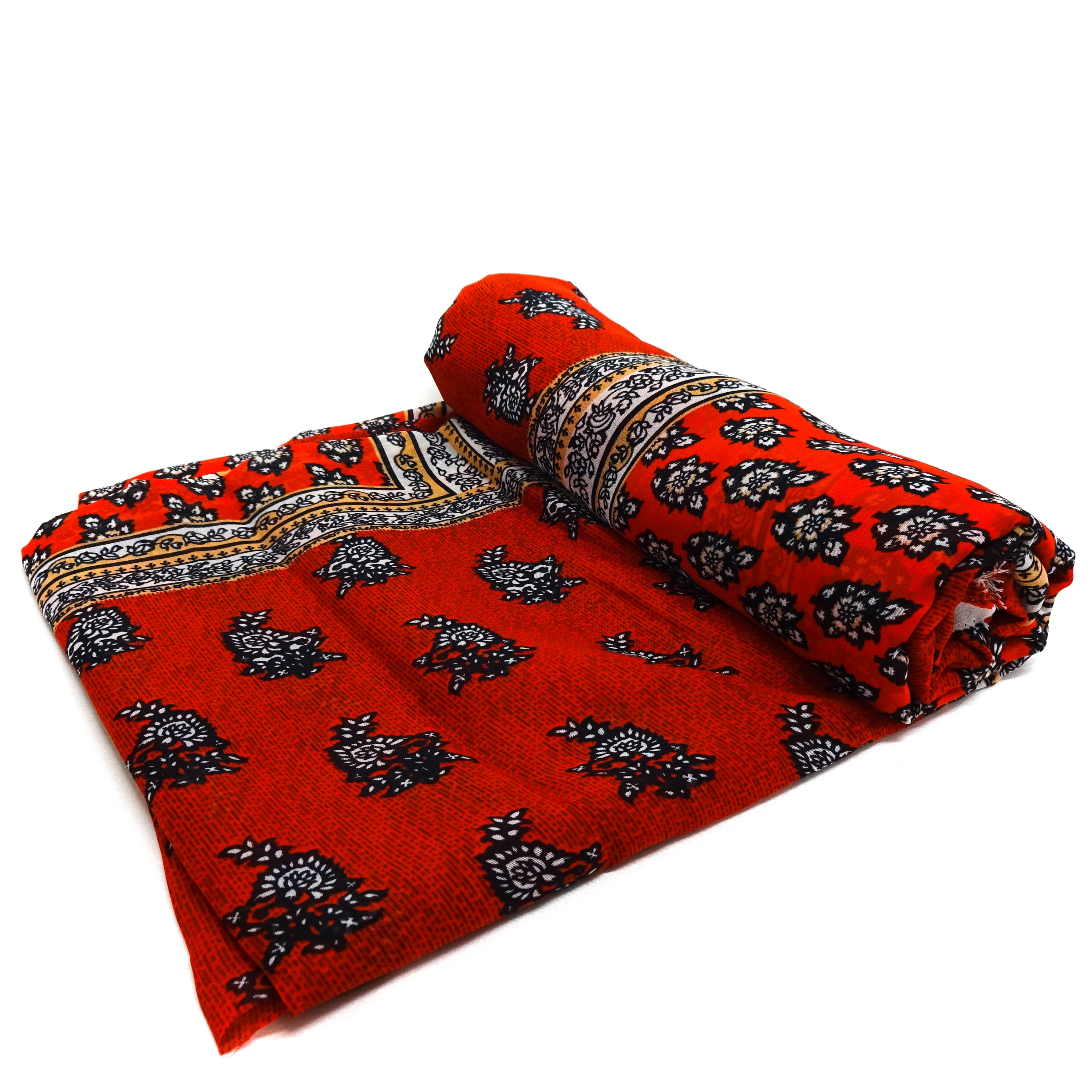 Shason Textile (3 Yards Cut) Chiffon Scarf Patch Print Fabric, Red ...