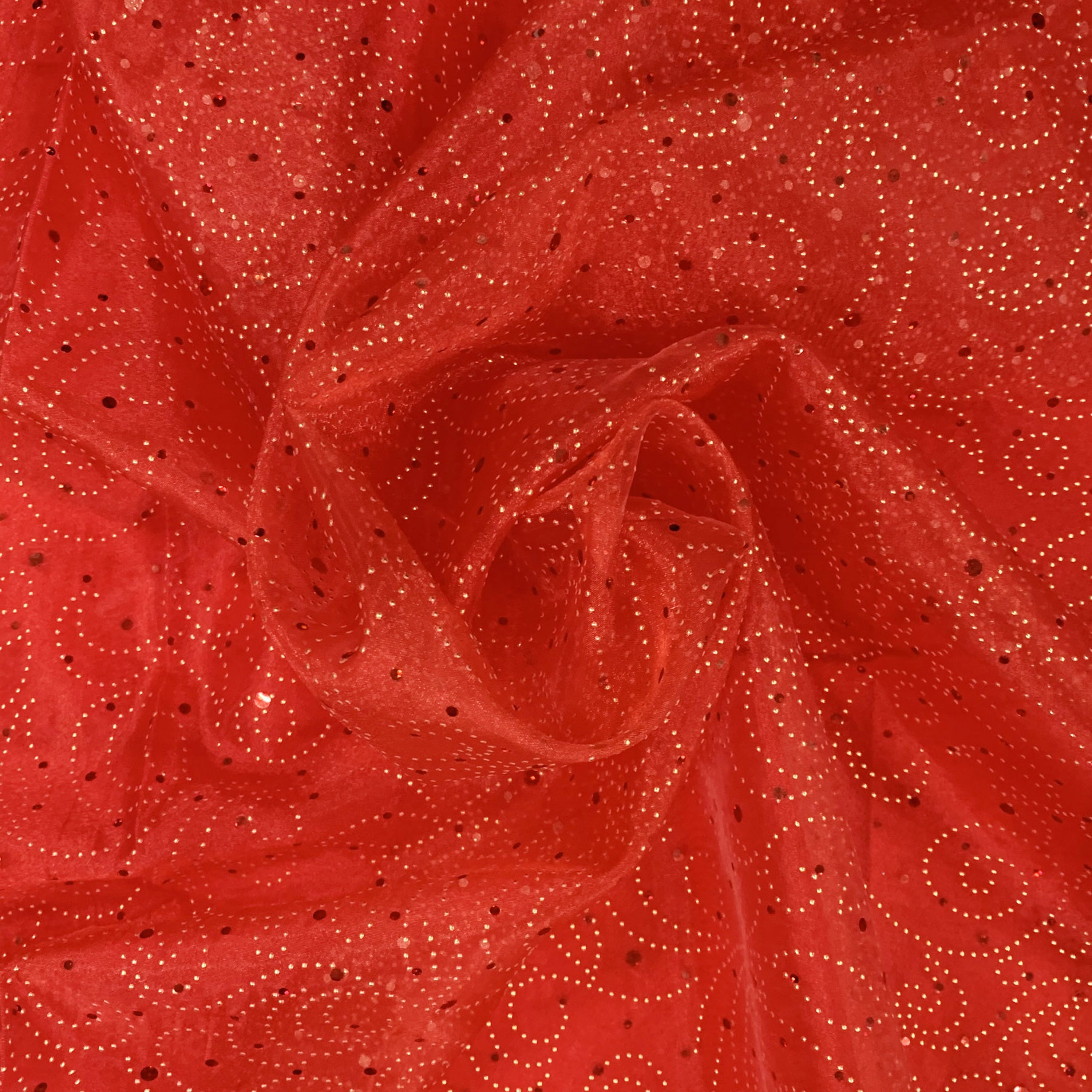 Shason Textile 55" Nylon Organza Swirl Fabric By the Yard, Red ...