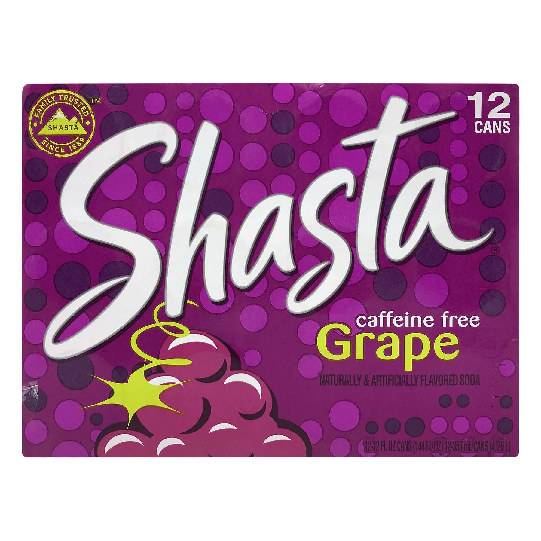 Shasta, Caffeine Free Soda Grape, 12.0 CT, 12 Fl Oz Can - Walmart.com