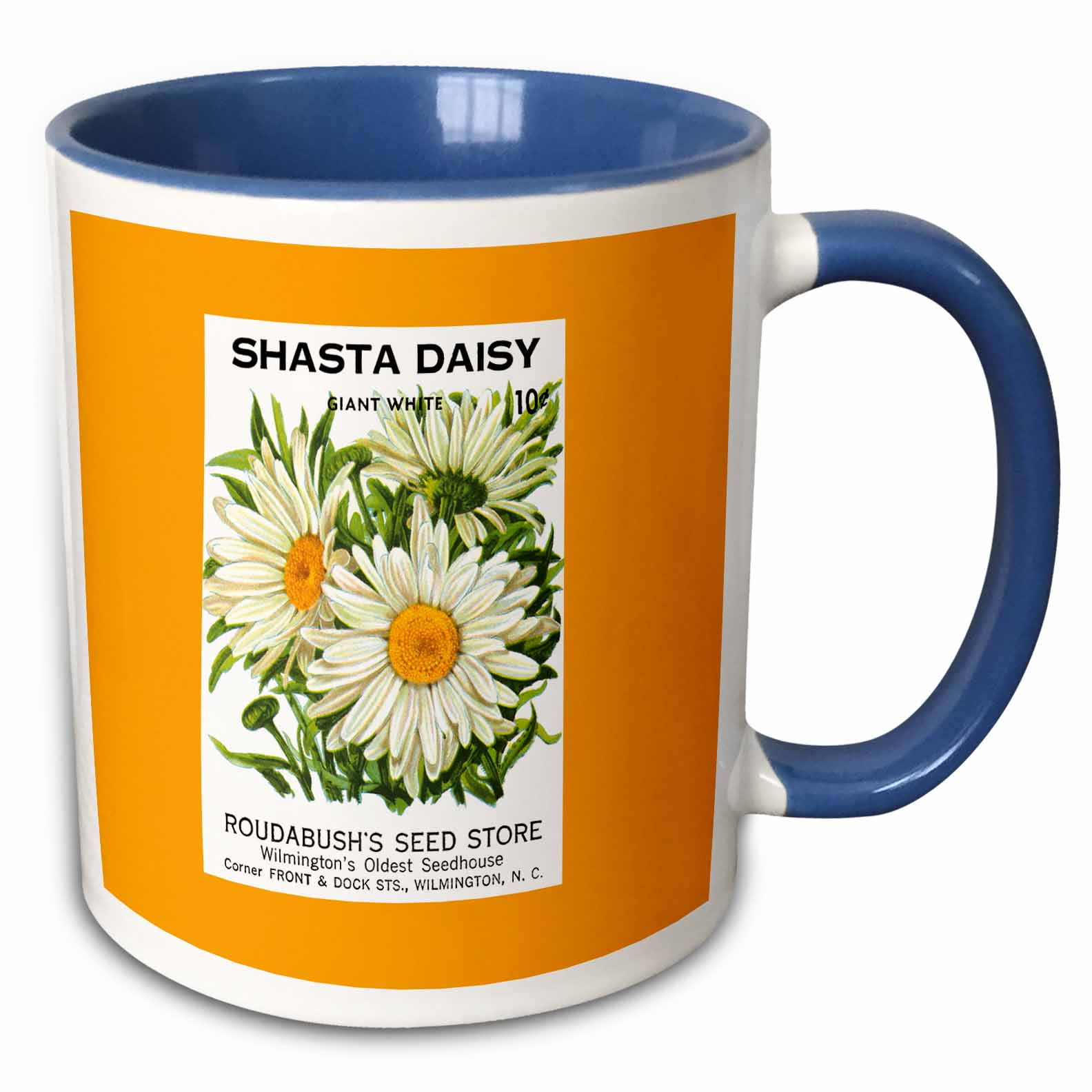 Shasta Daisy Giant White Seed Packet Reproduction 15oz Two-Tone Blue ...