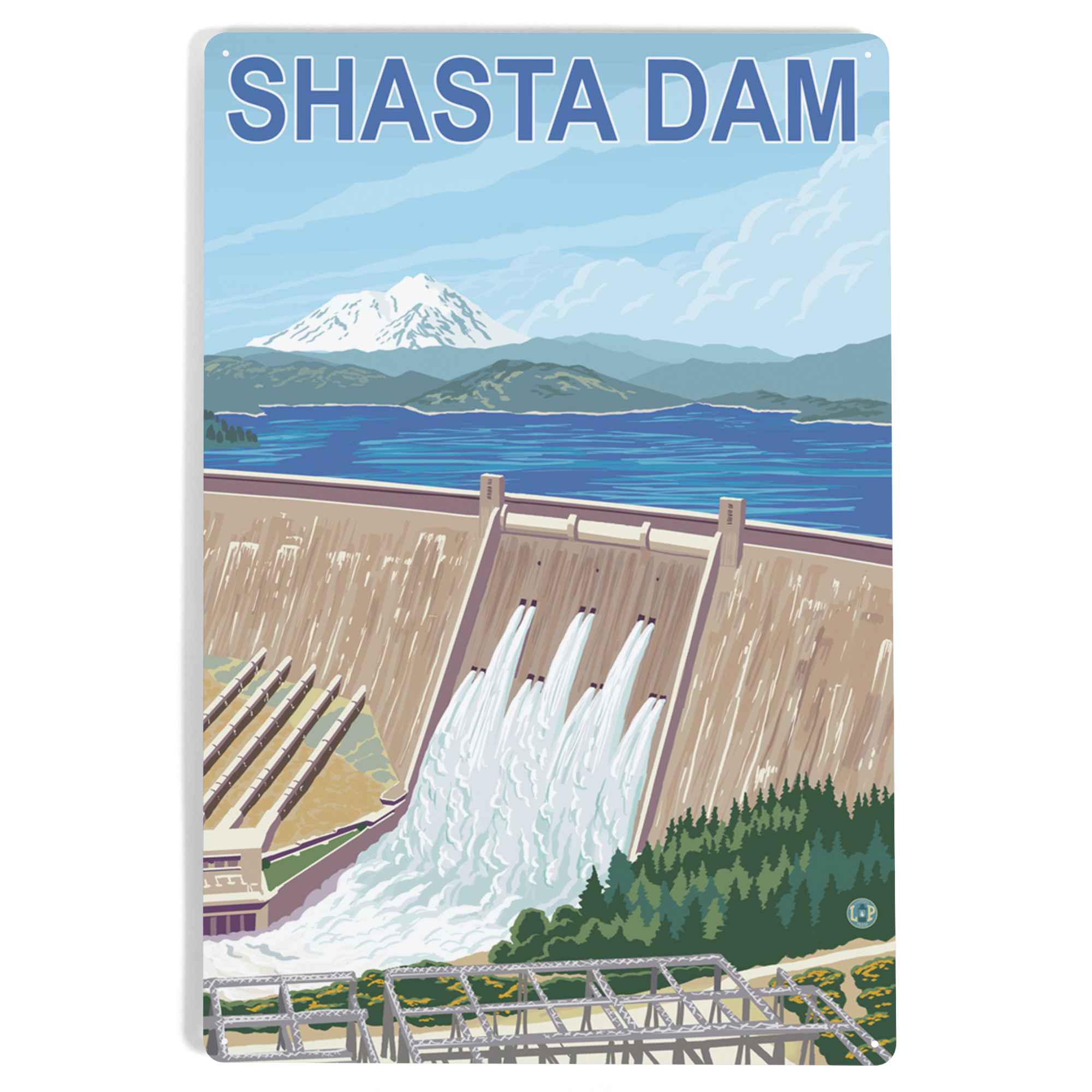 Shasta Dam, California (12x18 Aluminum Art, Indoor Outdoor Metal Sign ...