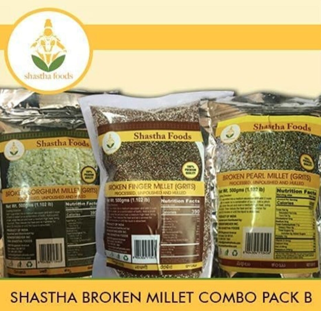 Shastha Broken Millet Combo B (Contains 6 Packets) Broken Finger Millet ...