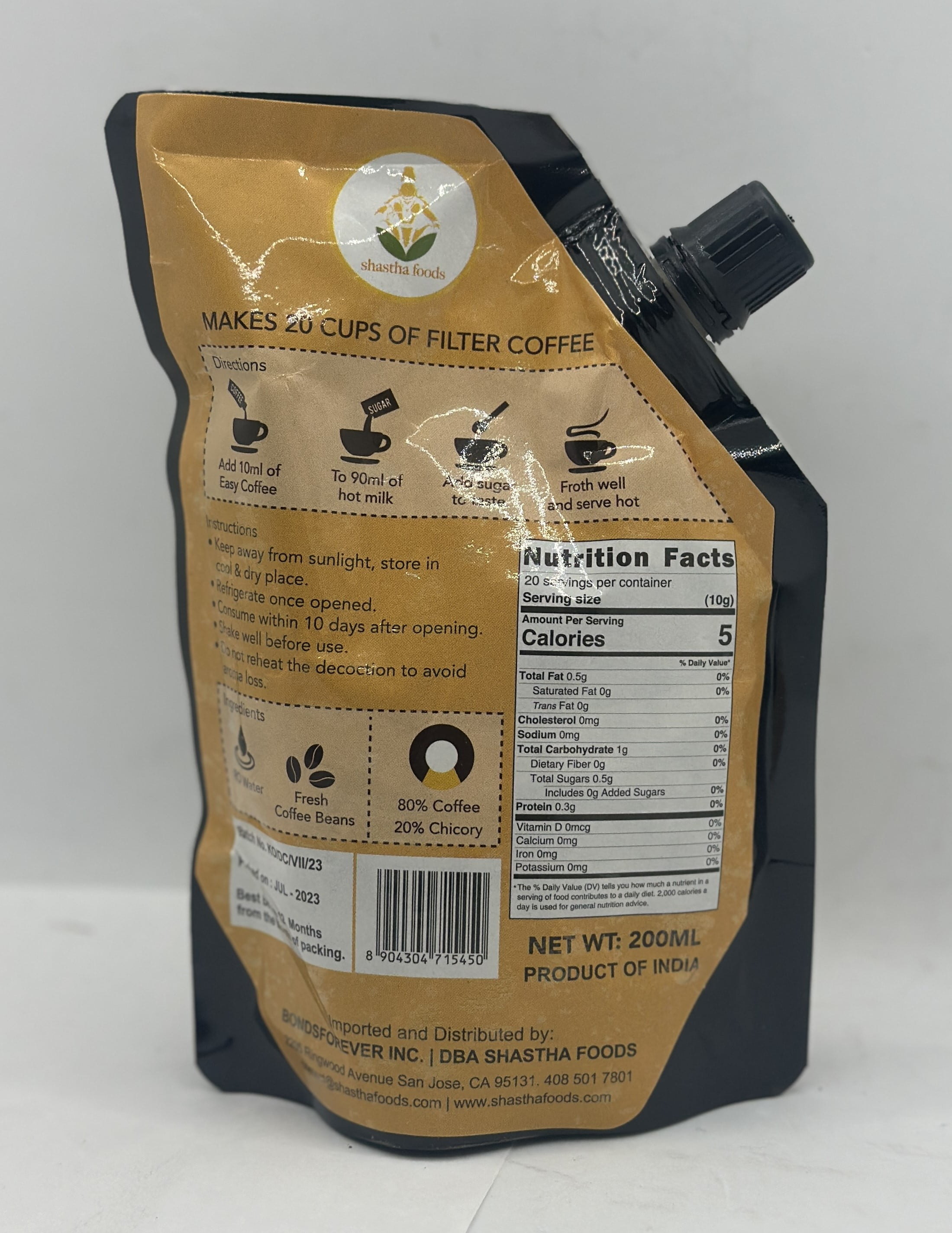 Shastha Easy Filter Decoction Coffee 200ml(Pack of 3) Total 600ml - Walmart.com