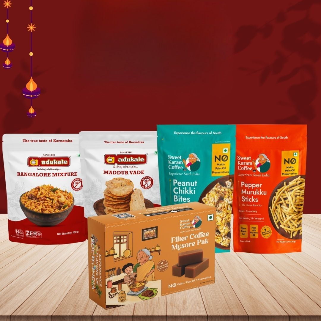 Shastha SKC C - Adukale Maddur Vade , Bangalore Mixture , Chikki Bar , Pepper Murukku , Filter ...
