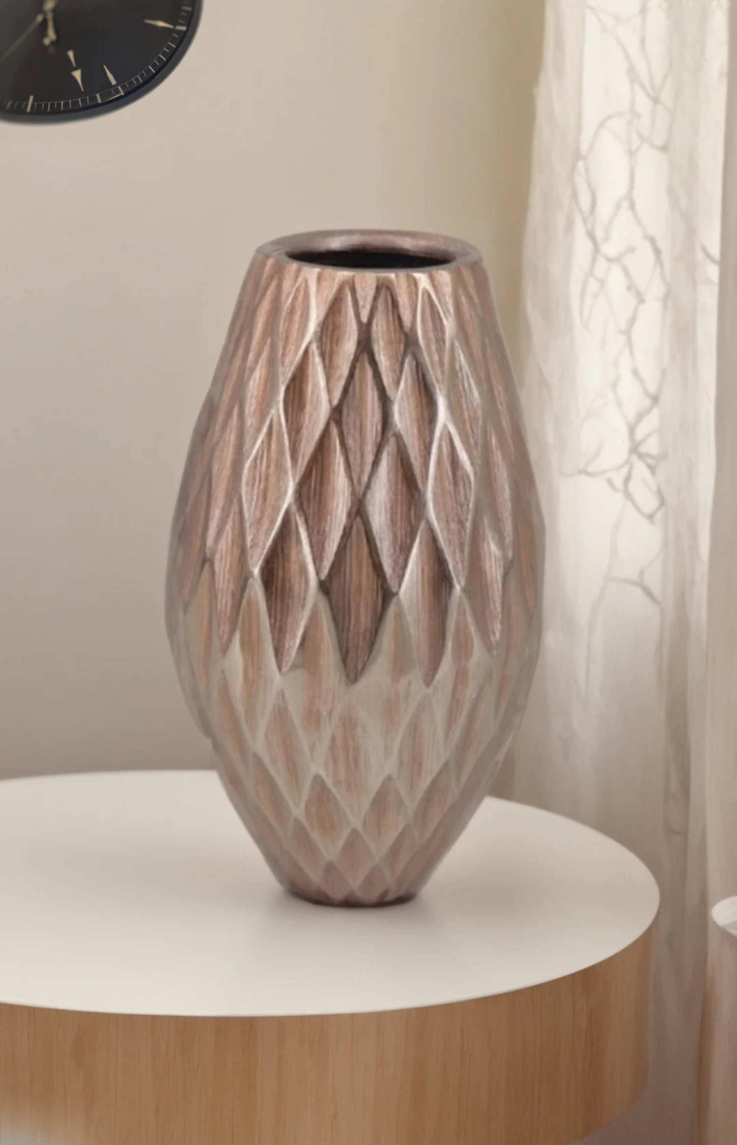 Shataj Decorative Aluminum Diamond Texture Gold Floor Vase - Walmart.com