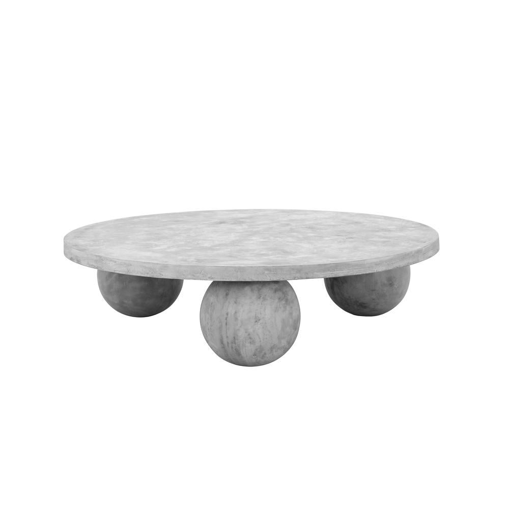 Shatana Home Dani Round Coffee Table in Light Grey Concrete, Indoor ...