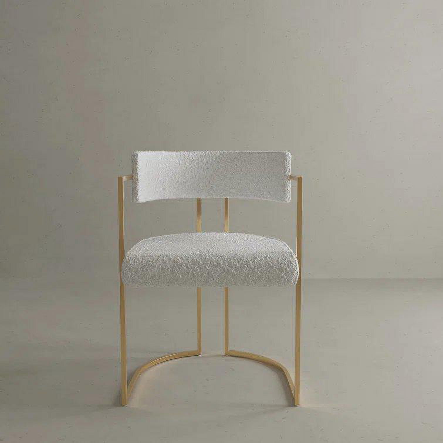 Shatana Home Fur Accent Chair in Brushed Gold and Ivory Boucle ...