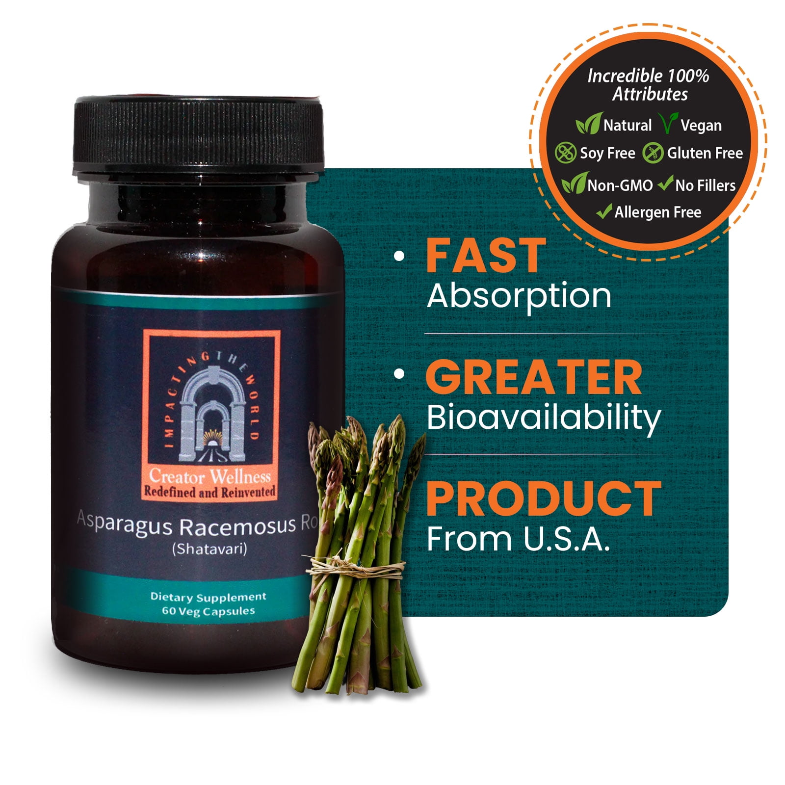 Shatavari - Asparagus Racemosus Root | 225mg Extract | 60 Veg Capsules ...