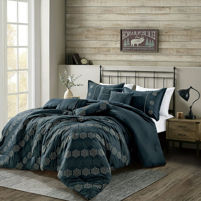 Shatex 7 Piece All Season Bedding King size Comforter Set Ultra Soft Polyester Elegant Bedding Comforters