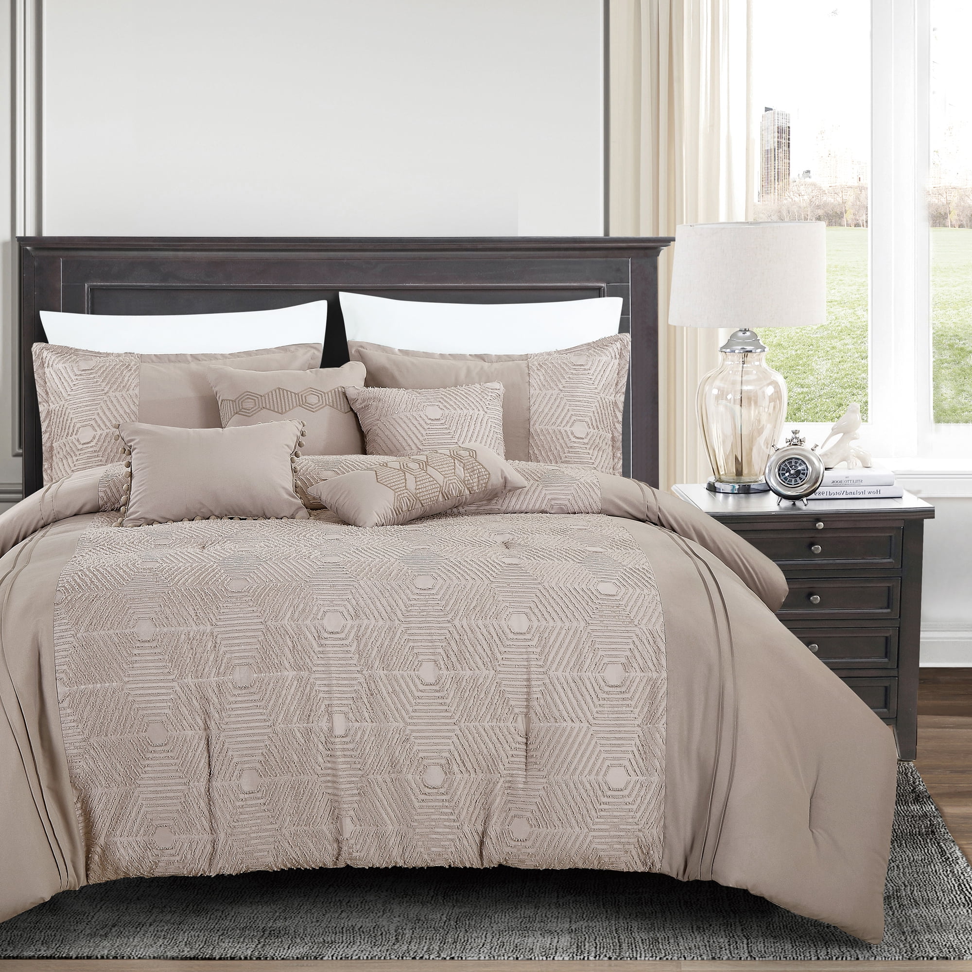Shatex 7 Piece All Season Bedding King size Comforter Set, Ultra Soft ...