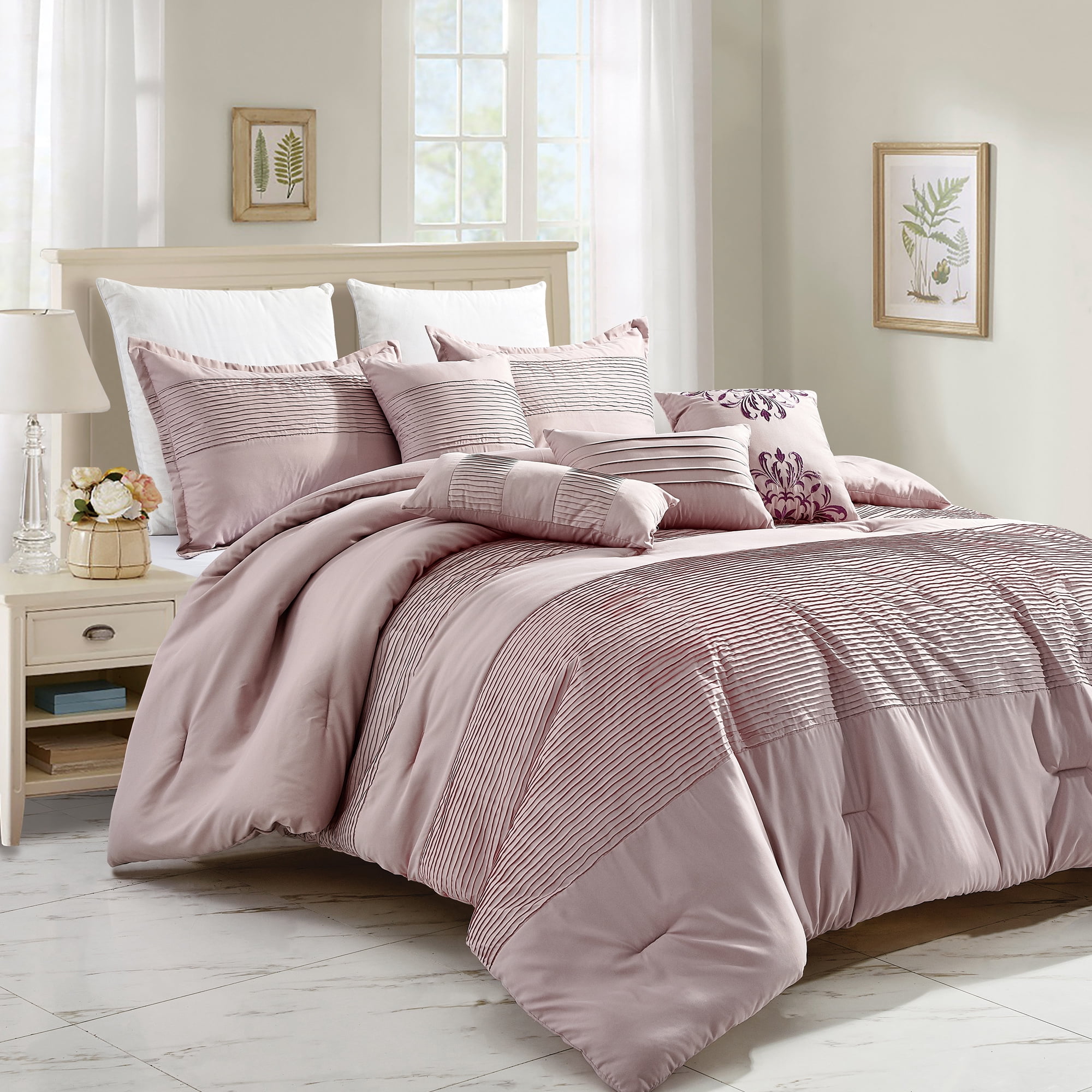 Shatex 7 Piece All Season Bedding Queen size Comforter Set, Ultra Soft ...