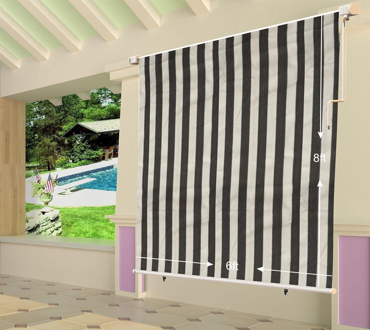 Shatex Outdoor Roller Sun Shade Exterior Cordless Roller 6x8ft Grey ...