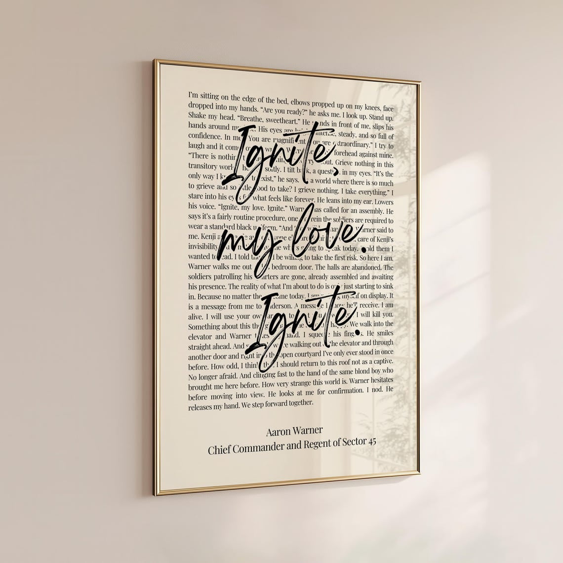 Shatter Me, Ignite My Love, Aaron Warner Art Quote Poster, Juliette ...