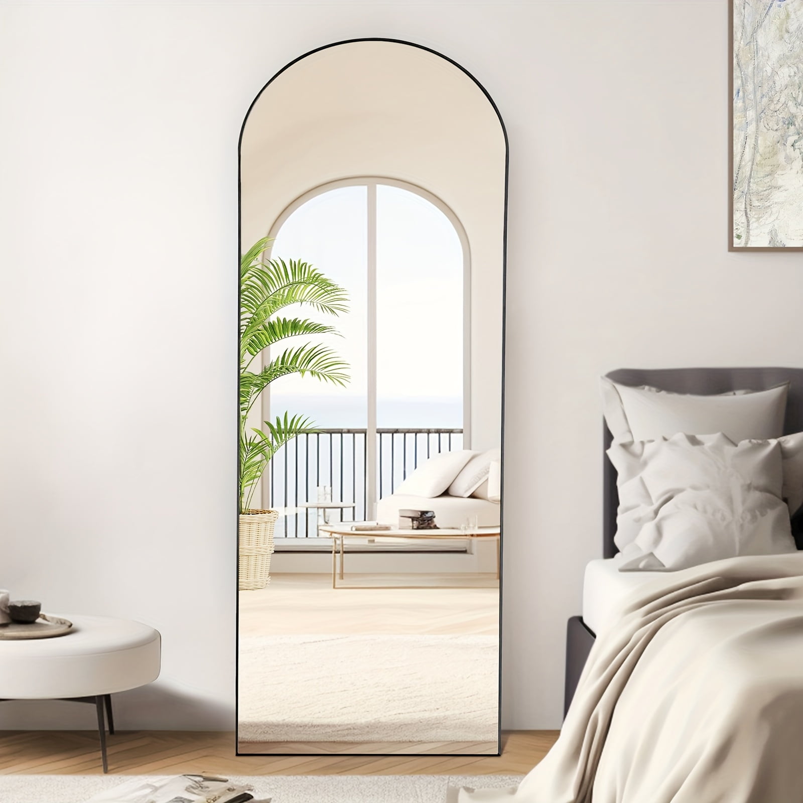 Shatter-Proof 64" X 21"/ 59"x16" Full Body Arched Mirror With Aluminum ...
