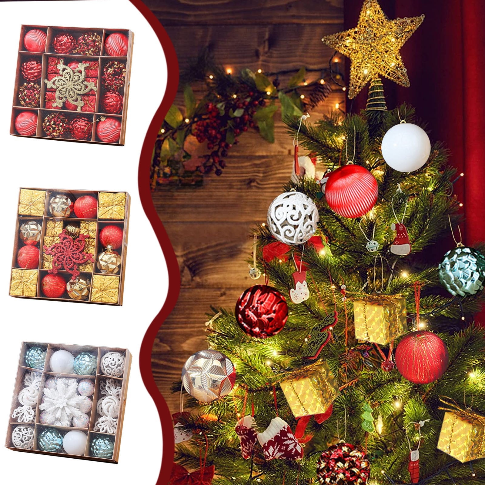 Shatterproof Christmas Baubles Kadlawus Under $5 ! 22-Piece Christmas ...
