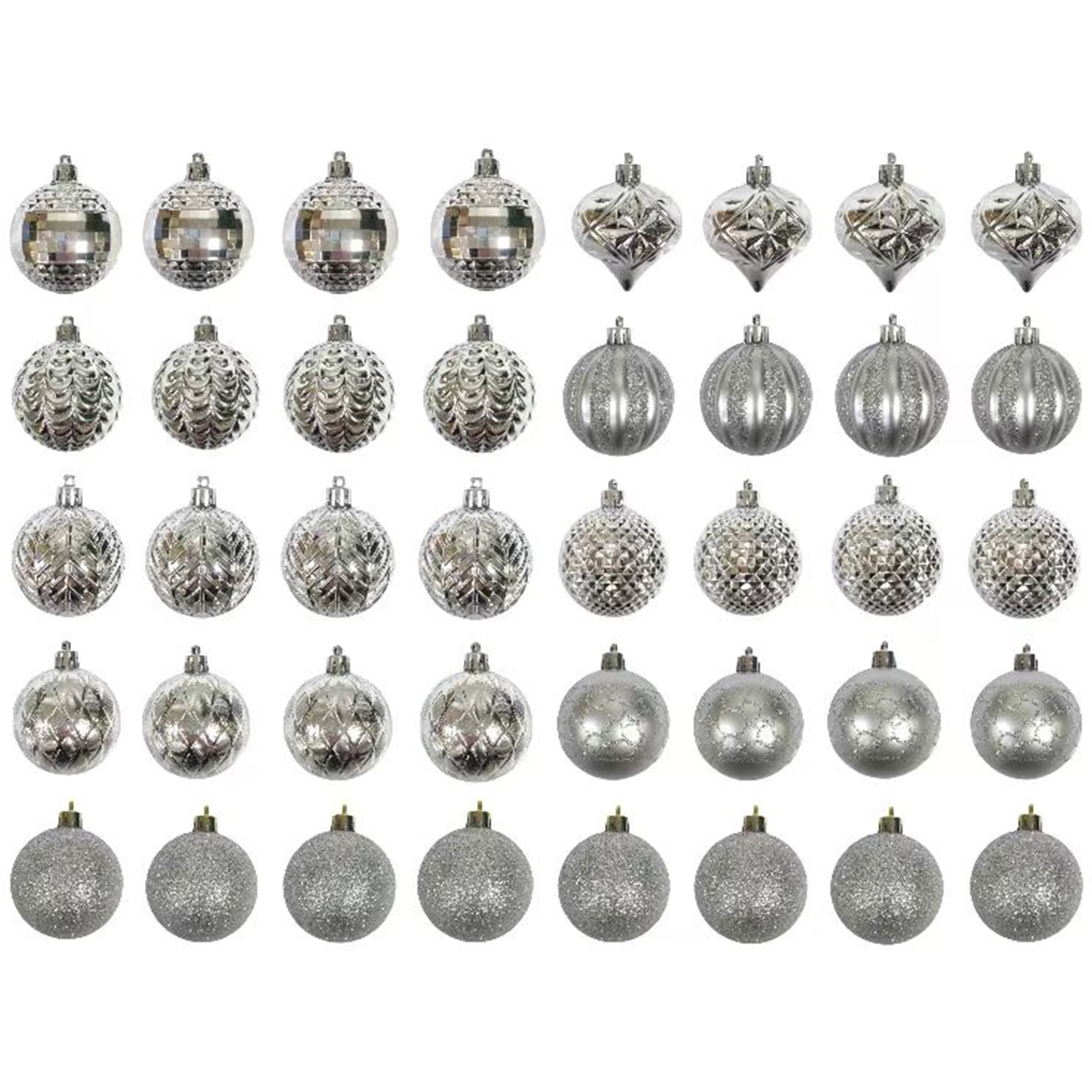 Shatterproof Christmas Ornaments, Silver, 60mm, 40 Count, by Holiday ...
