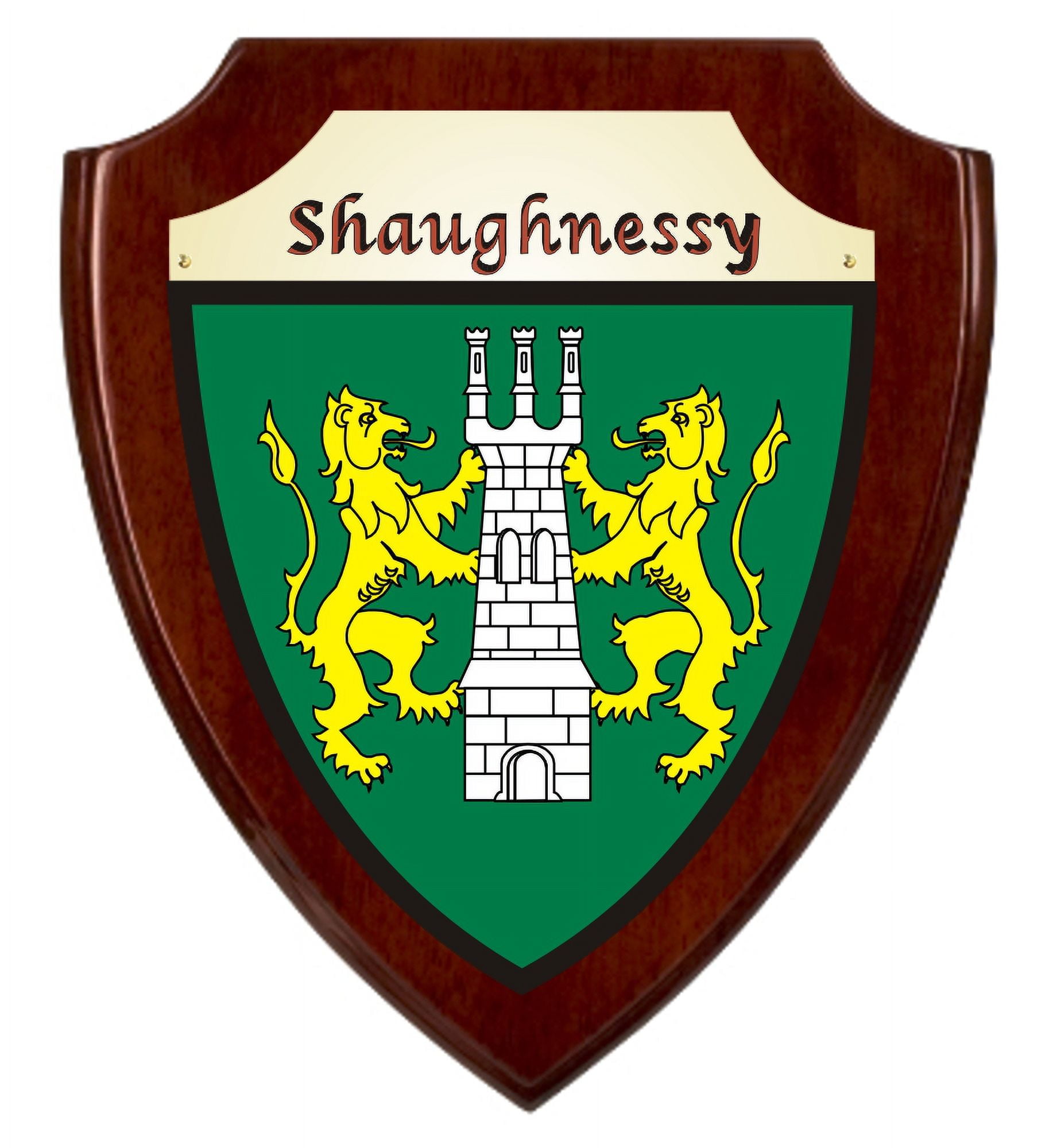 Shaughnessy Irish Coat of Arms Shield Plaque - Rosewood Finish ...