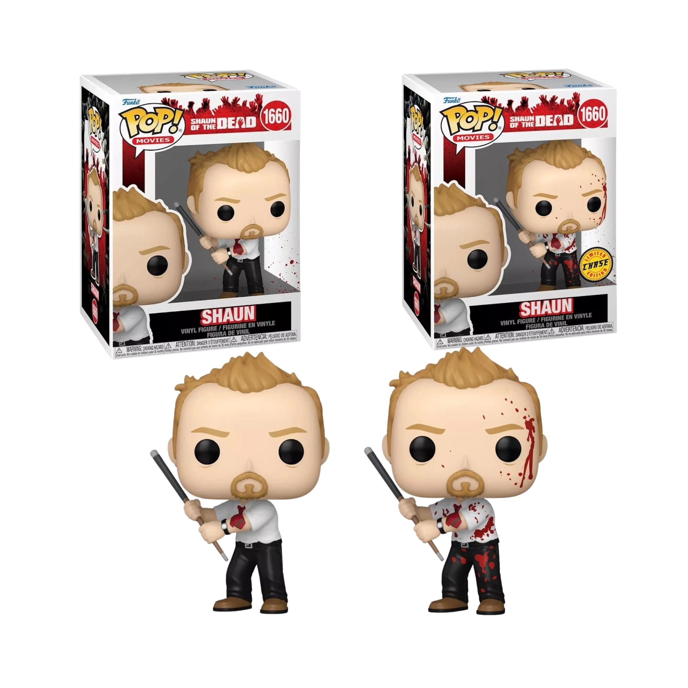 Shaun #1660 Funko Pop! Shaun of the Dead Set of 2 Chase and Common S.S ...