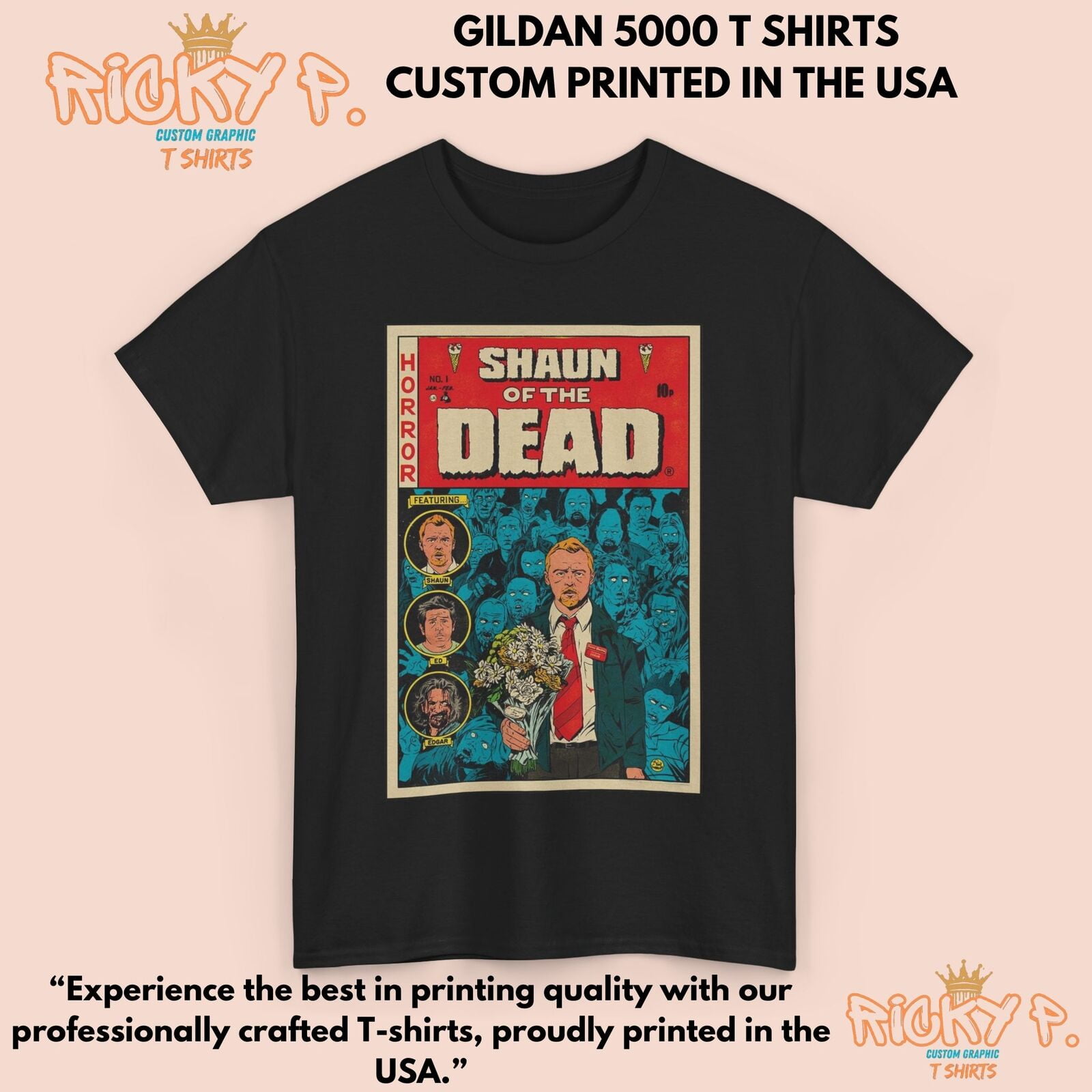 Shaun Of The Dead Movie T Shirt Comic Art Unisex Heavy Cotton Tee ...