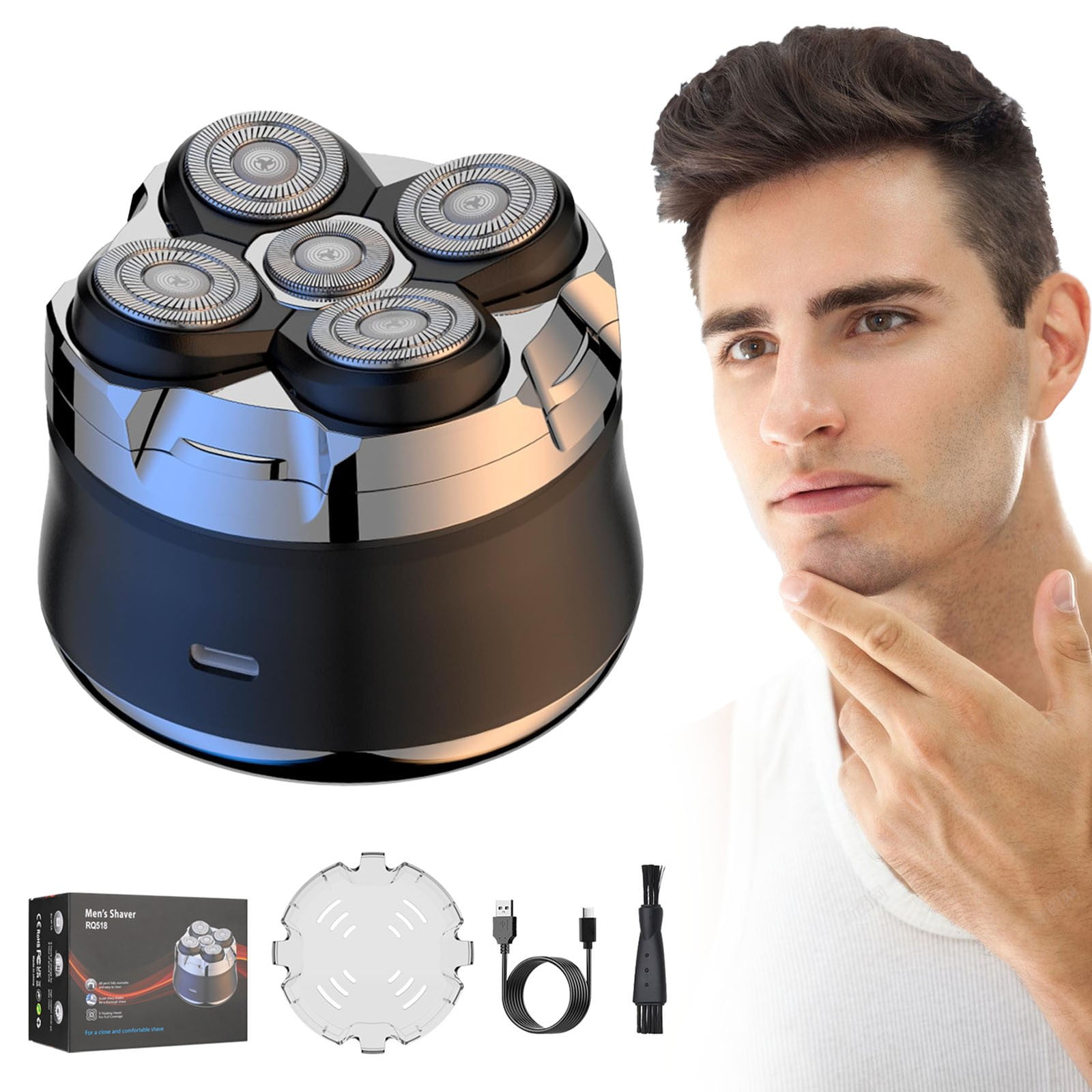 Shave New Body Wash 5 Head Shaver Men'S Rechargeable Bald Machine Head ...