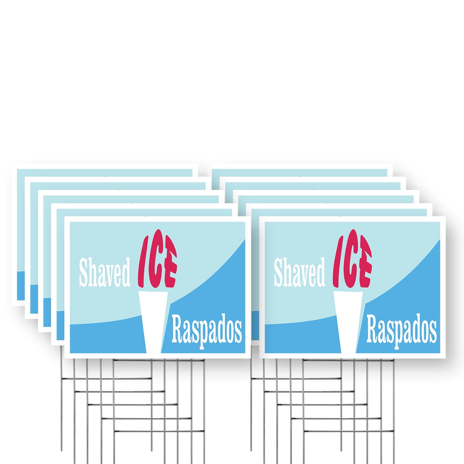 Shaved Ice Raspados Yard Sign 10 Pack of 18 Inch x 24 Inch Double Sided ...