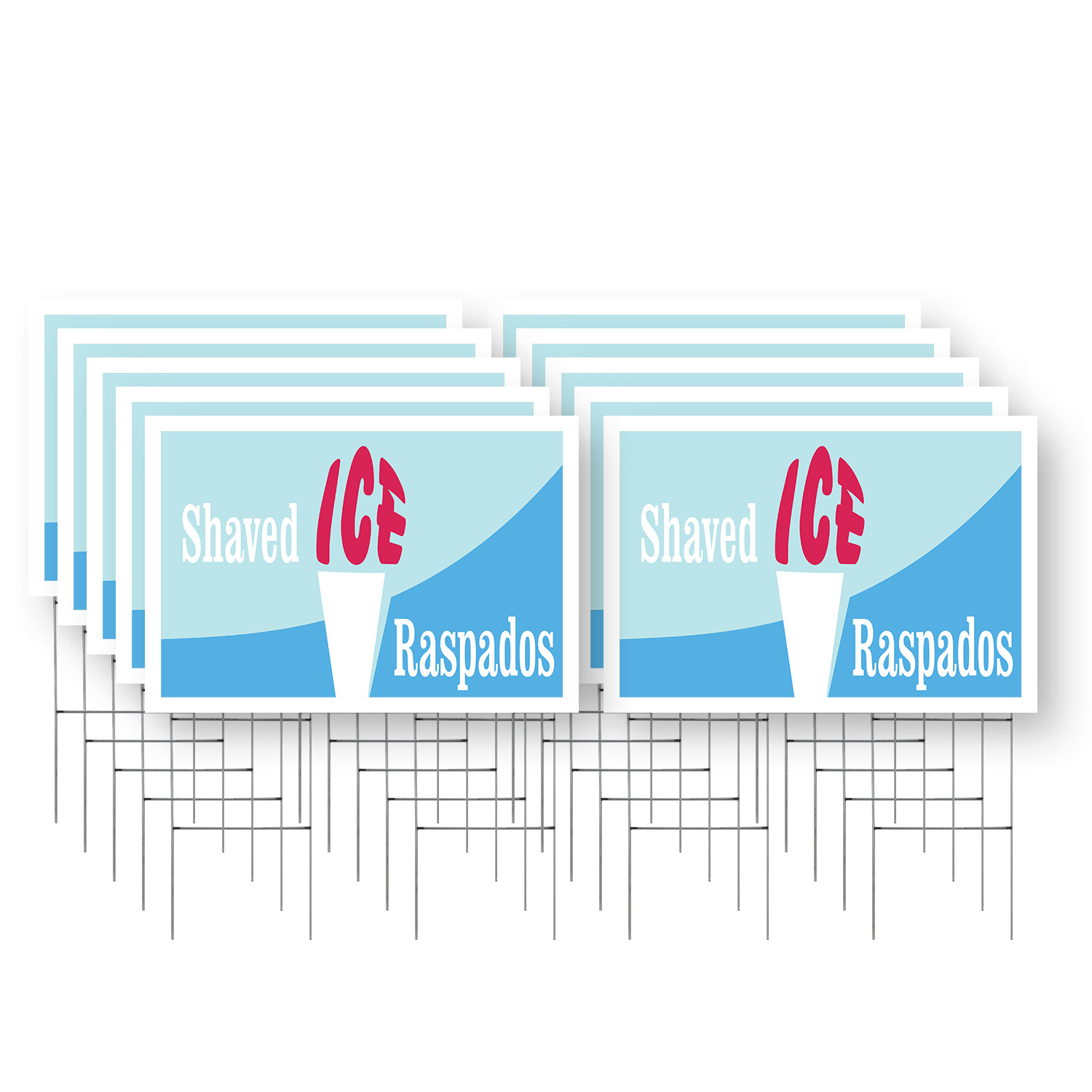 Shaved Ice Raspados Yard Sign 10 Pack of 24 Inch x 36 Inch Single Sided ...