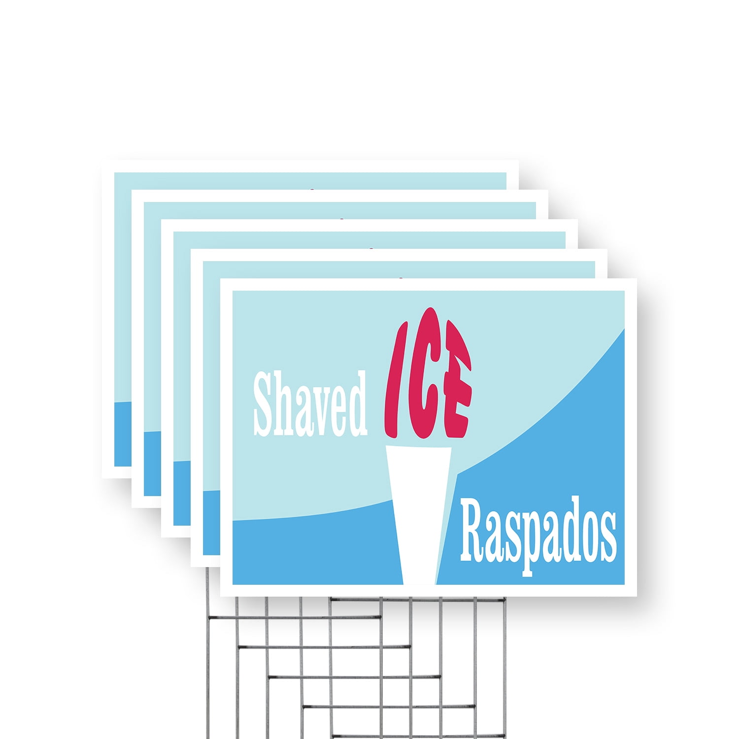Shaved Ice Raspados Yard Sign 5 Pack of 12 Inch x 16 Inch Single Sided ...