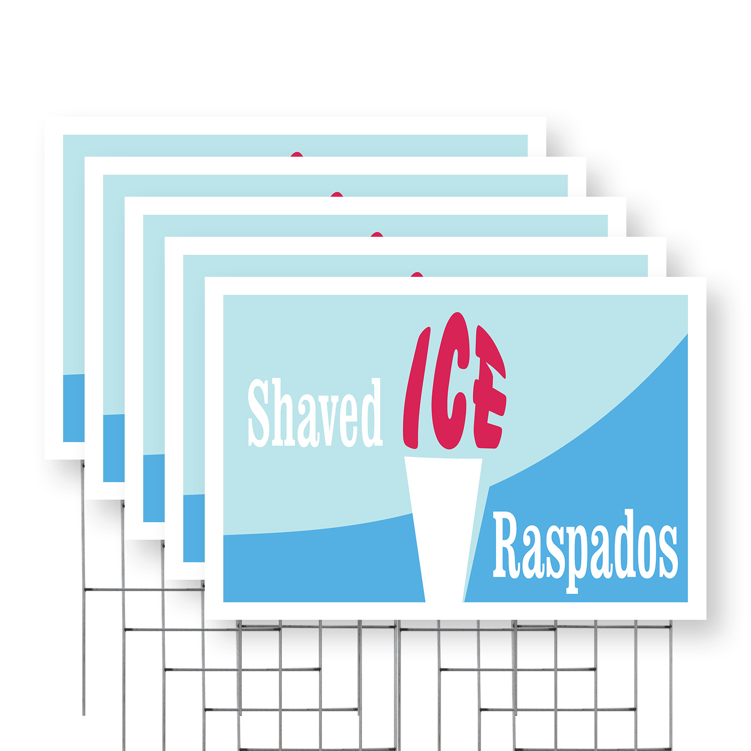 Shaved Ice Raspados Yard Sign 5 Pack of 24 Inch x 36 Inch Single Sided ...