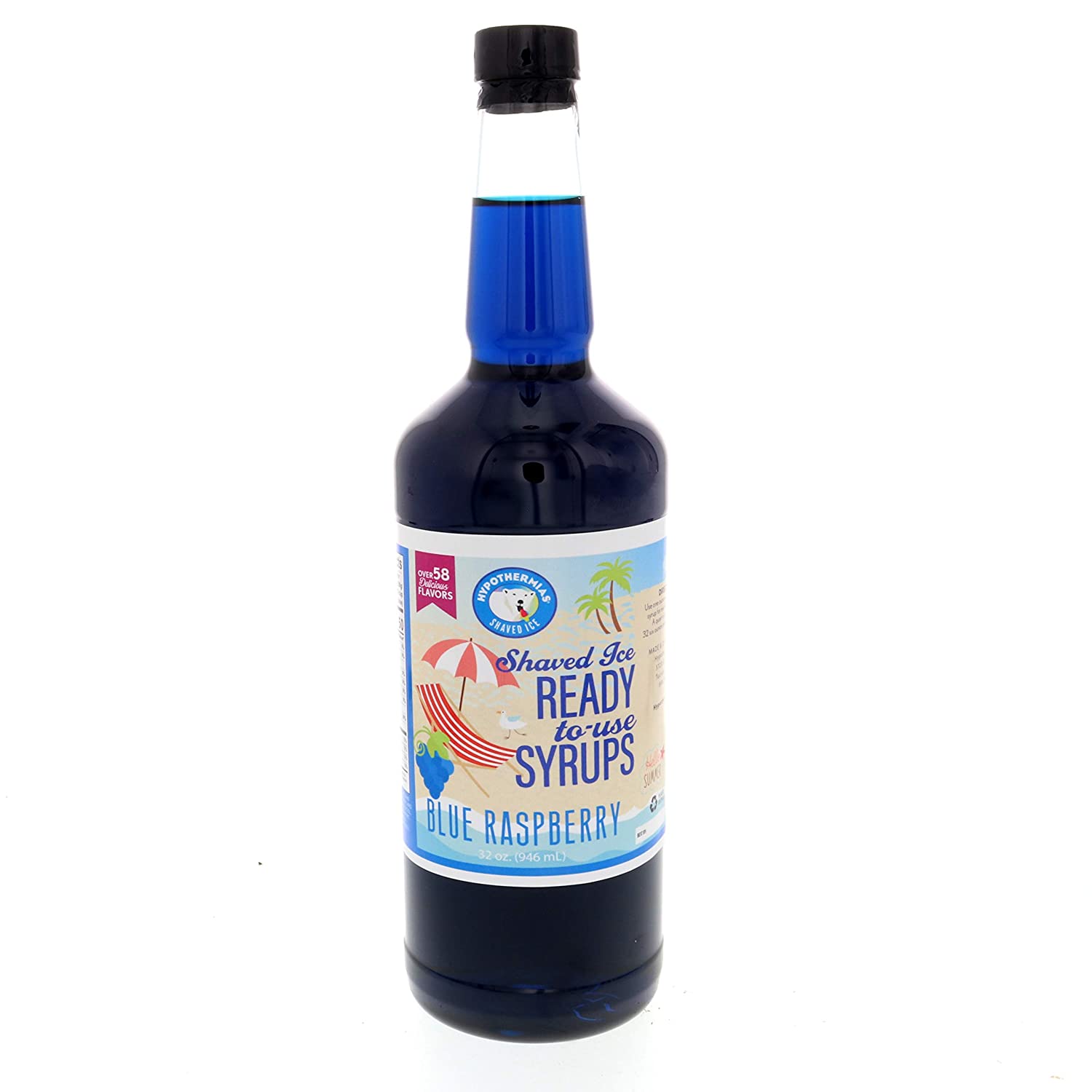 Shaved Ice & Snow Cone Syrup - Quart (32 fl. oz) - Blue Raspberry ...