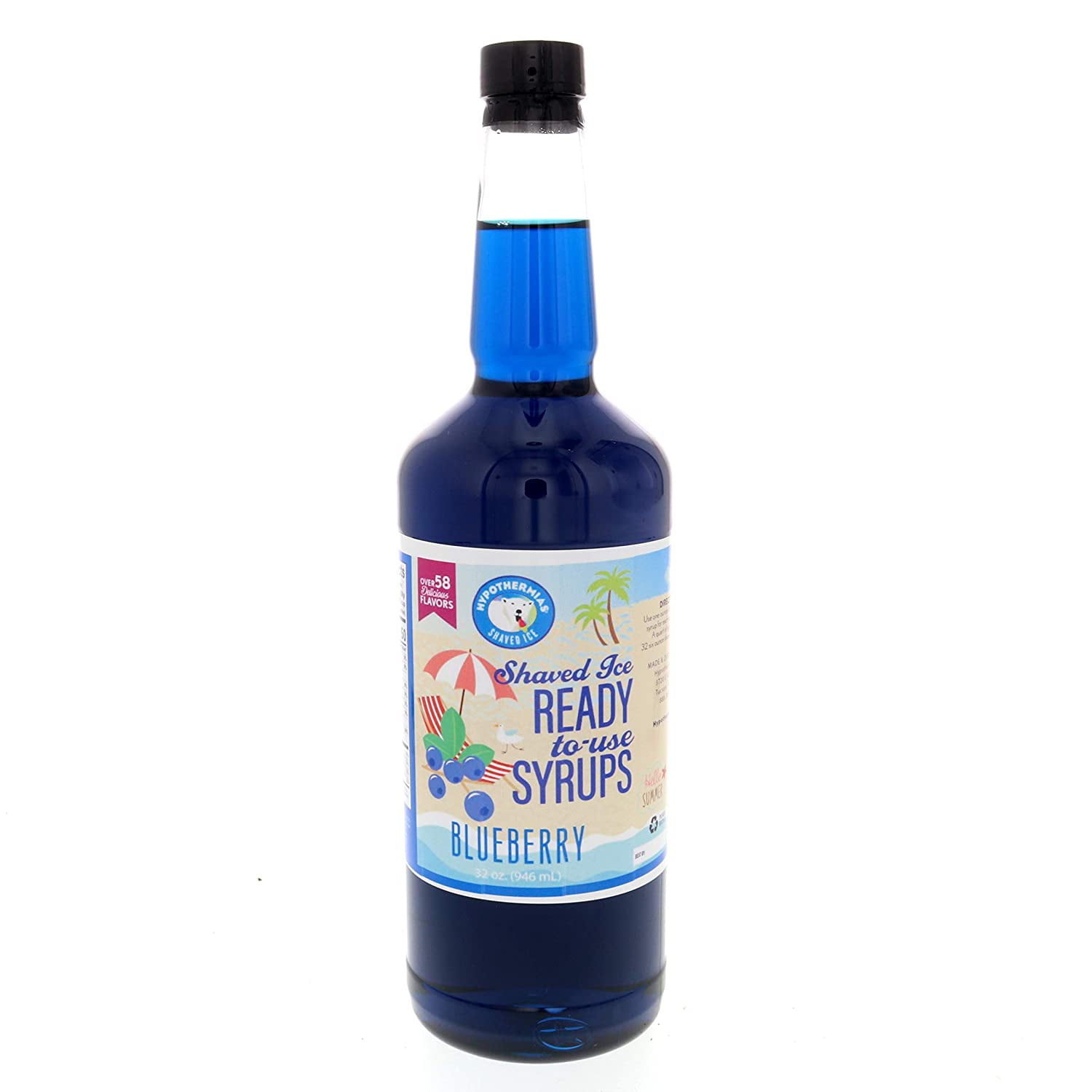 Shaved Ice & Snow Cone Syrup - Quart (32 fl. oz) - Blueberry - Made ...