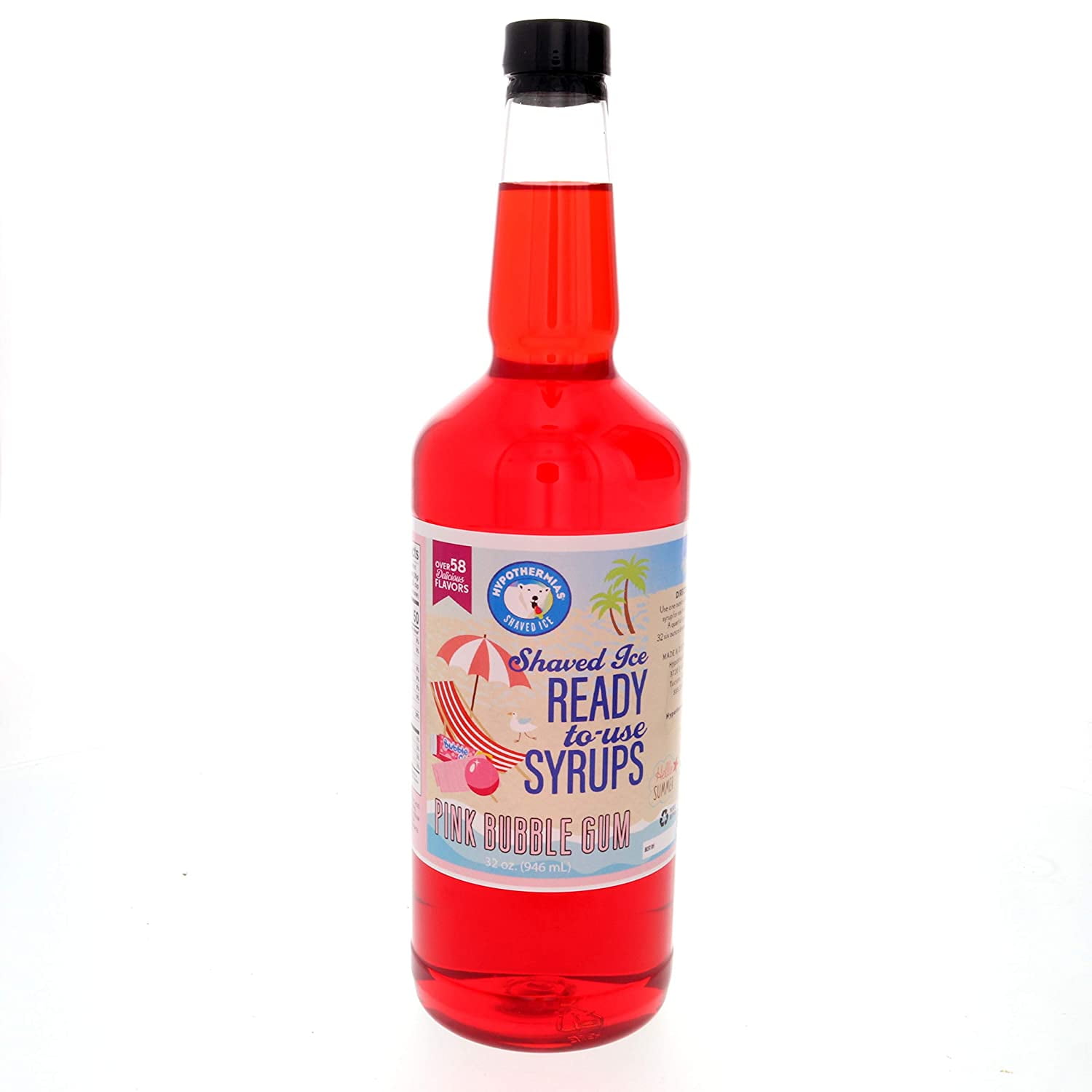 Shaved Ice And Snow Cone Syrup Quart 32 Fl Oz Bubble Gum Made