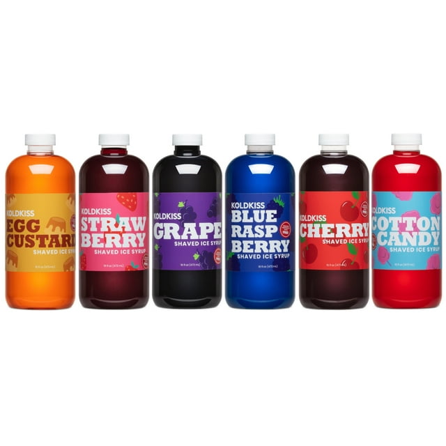 Walmart's Pint Six Pack Shaved Ice Syrup (Egg Custard, Strawberry ...