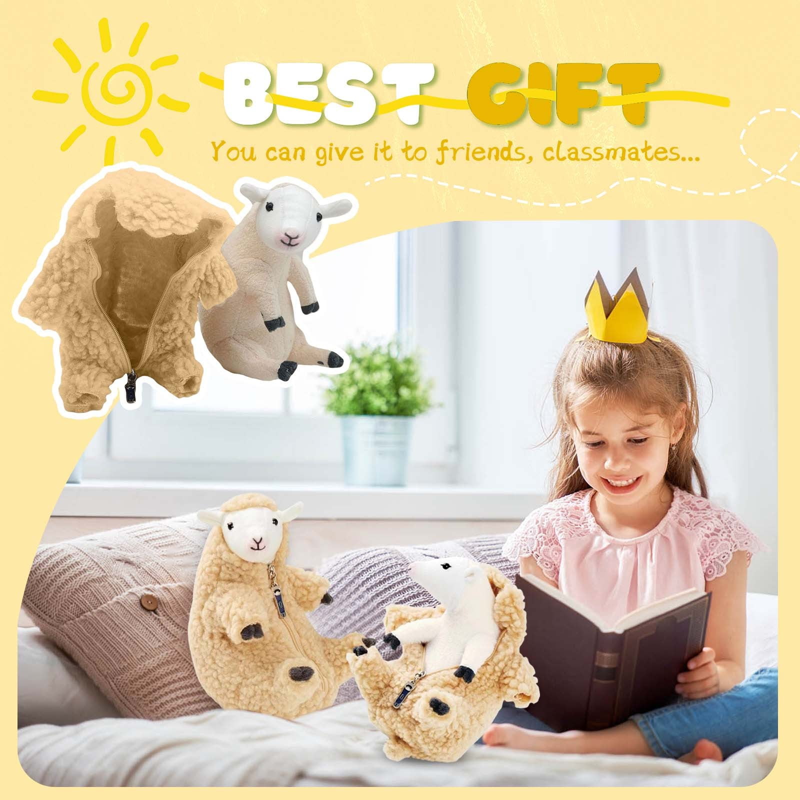 Shaved Sheep Stuffed Animal, Sheep Plush Toy, Cute Plushie for Girls ...