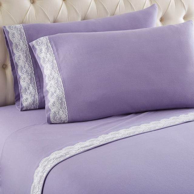 Shavel Micro Flannel Lace-Edged Sheet Set - Cal King Flat/Fitted Sheet ...