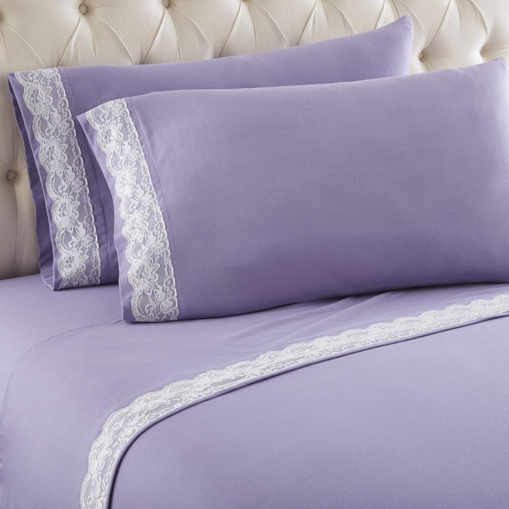 Shavel Micro Flannel Lace-Edged Sheet Set - Cal King Flat/Fitted Sheet ...