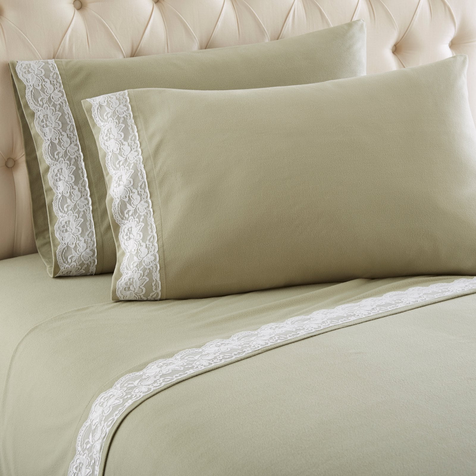 Shavel Micro Flannel Quality Lace-Edged Sheet Set - Full Flat/Fitted ...