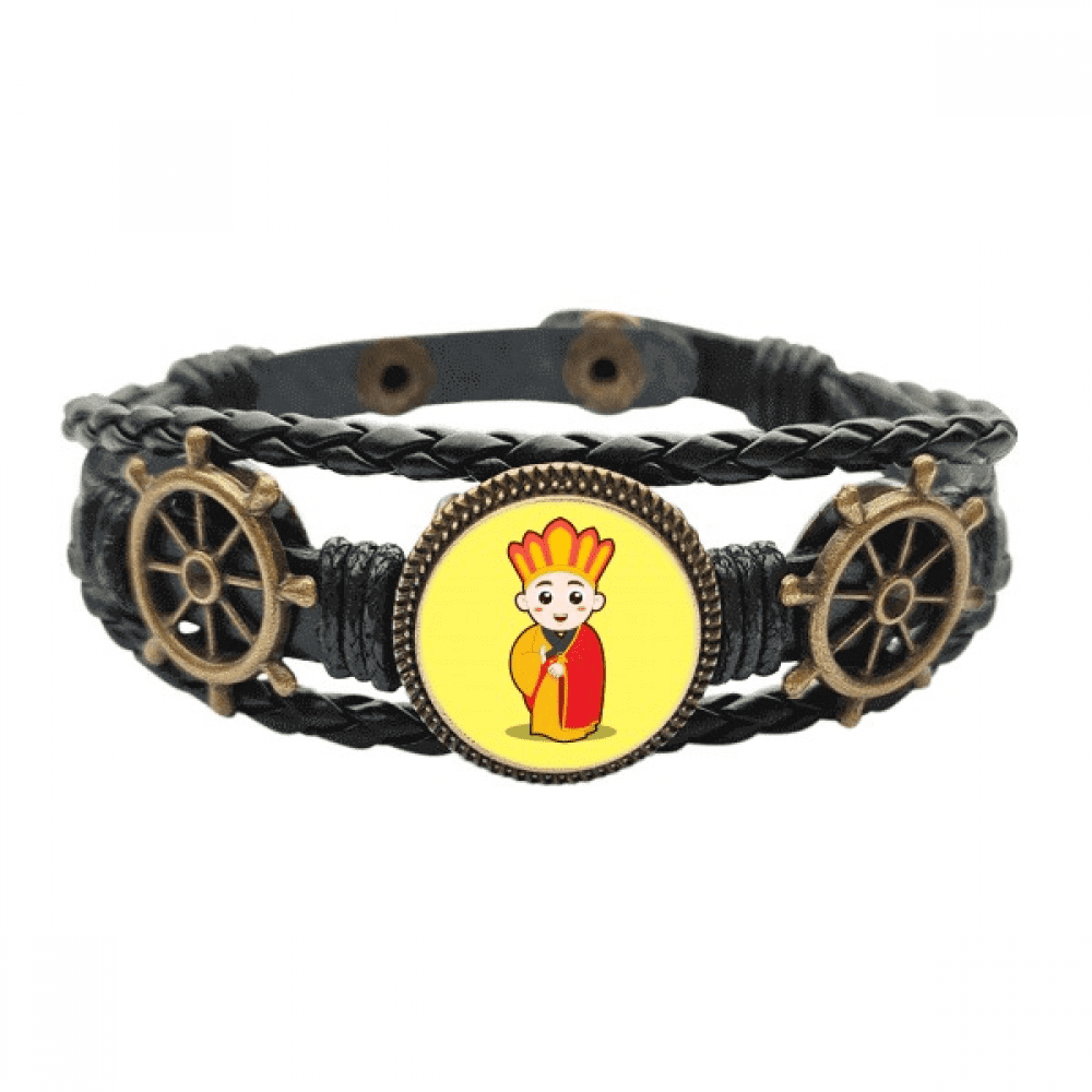 Shaveling Buddhist Monk Leather Braided Ocean Bracelet Wristband ...