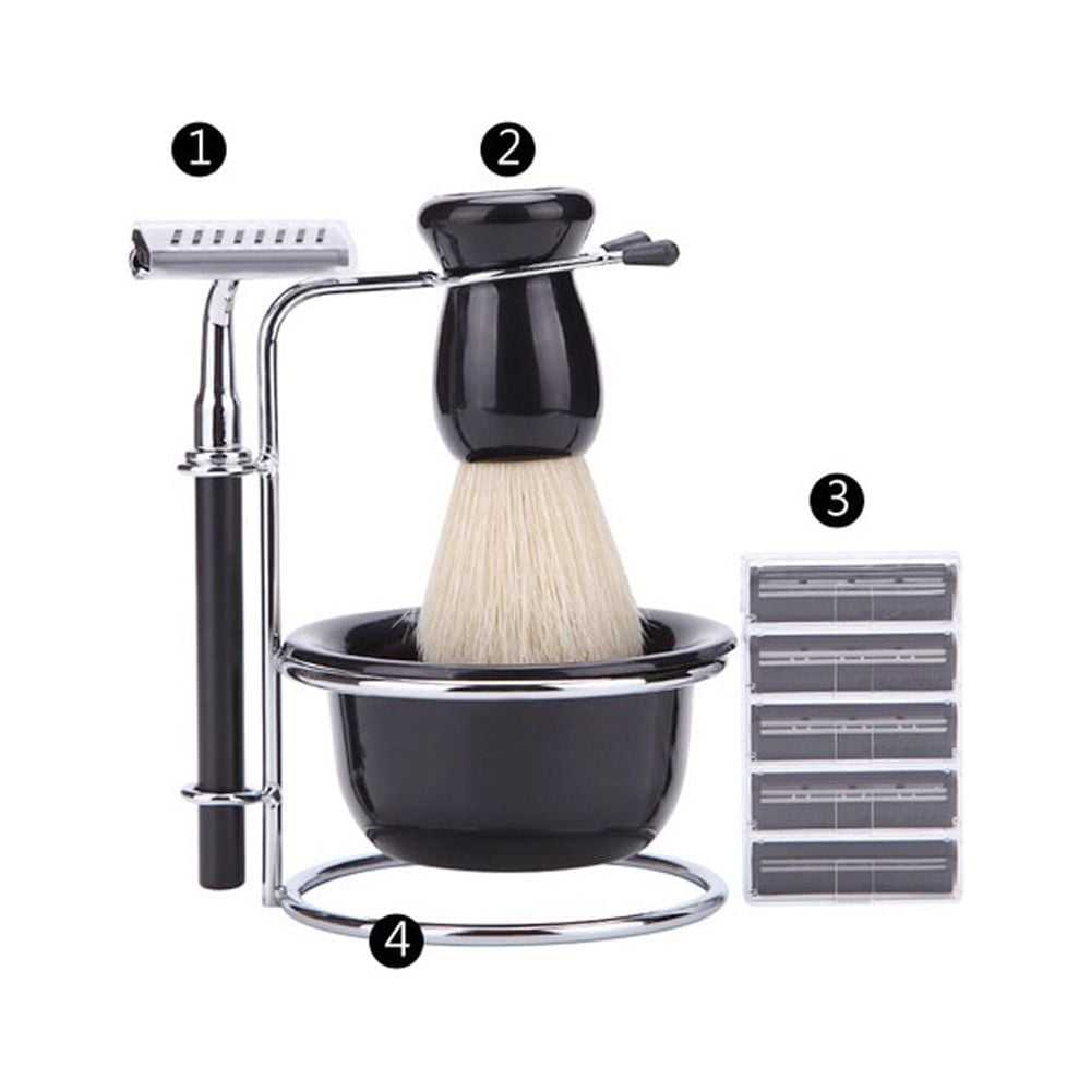 Shaving Brush Set Stainless Steel Shaving Stand and Soap Cup Kit for ...