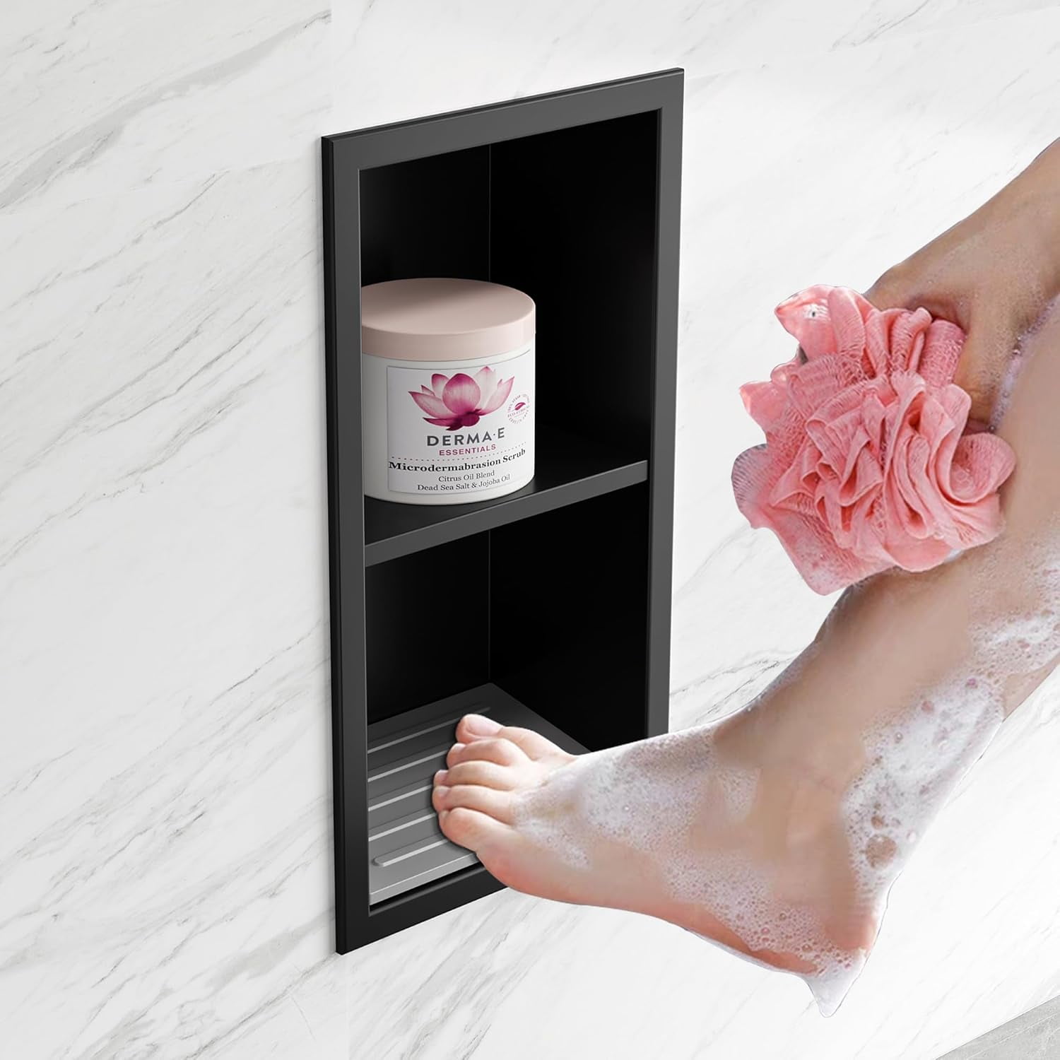 Shaving Legs Shower Foot Rest, 304 Stainless Steel Footrest Niche with ...